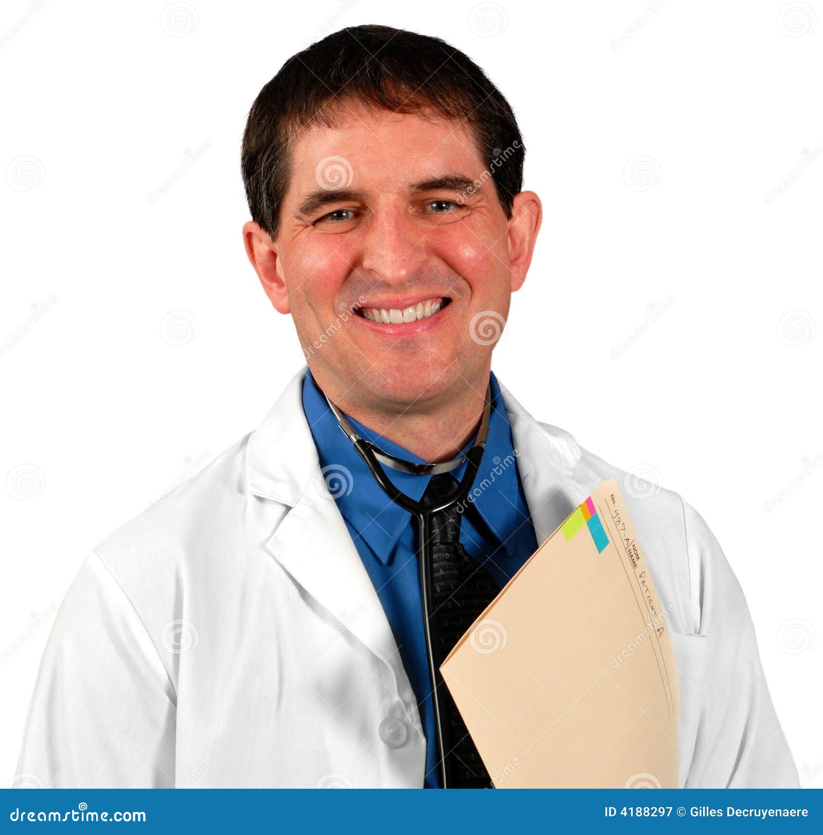 Doctor with File, Isolated stock image. Image of stethoscope - 4188297