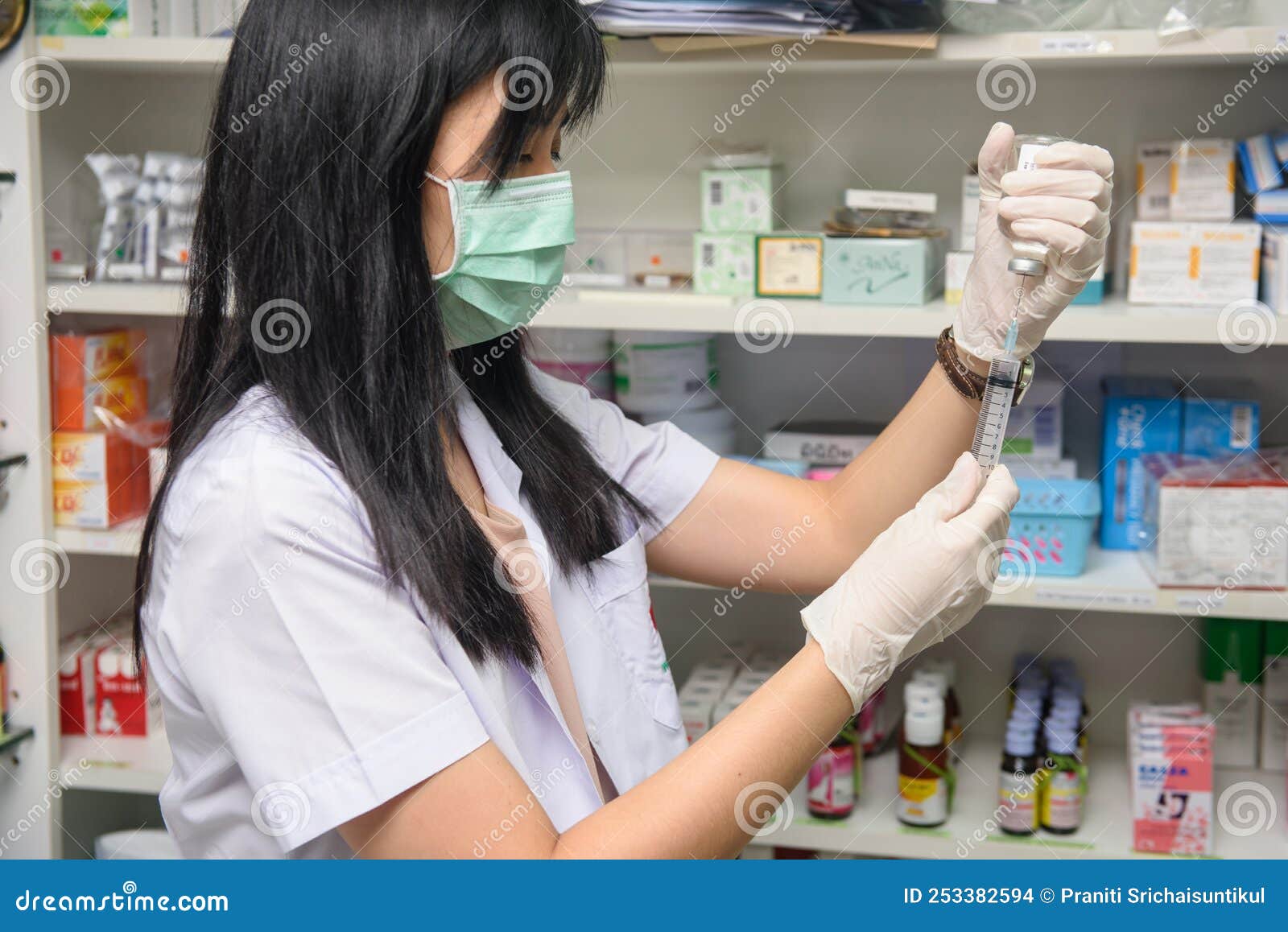 Doctor Filling Syringe with Fluid Stock Photo - Image of close, color ...