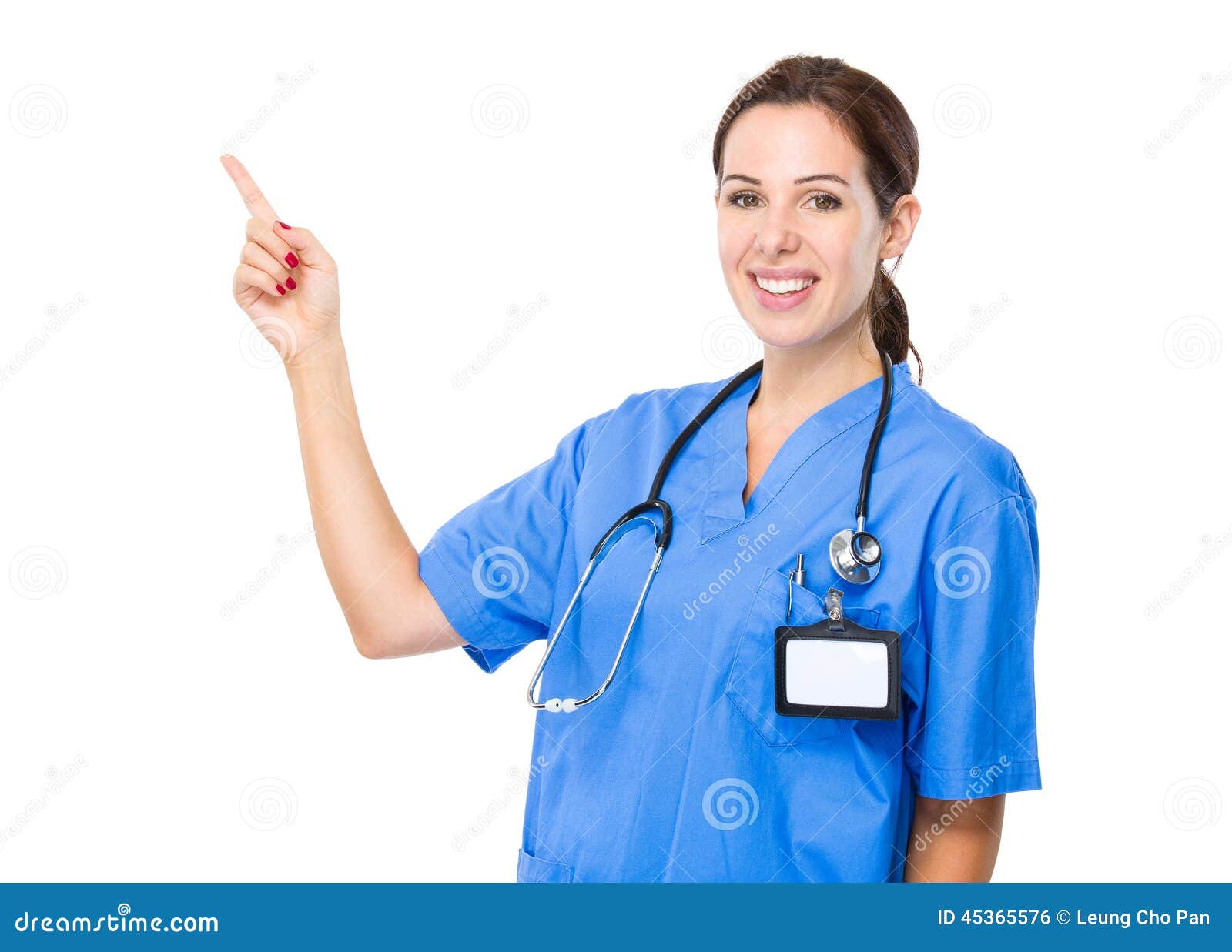 Doctor with finger up stock photo. Image of middle, lady - 45365576
