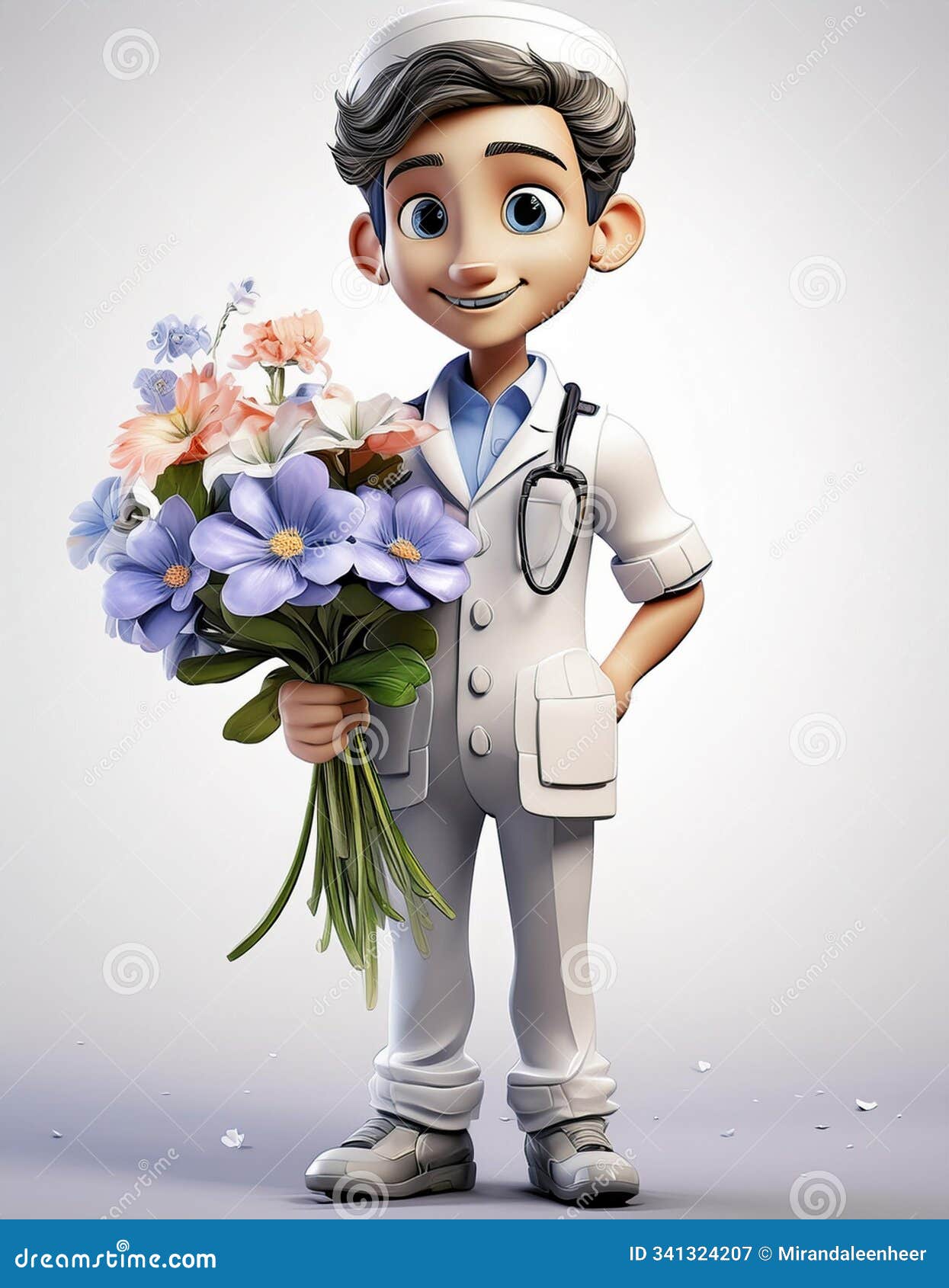 Doctor with Flowers Cartoon Stock Image - Image of doctor, cartoon ...