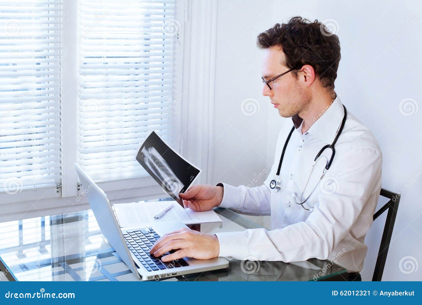 Doctor in Front of Computer Stock Image - Image of computer ...