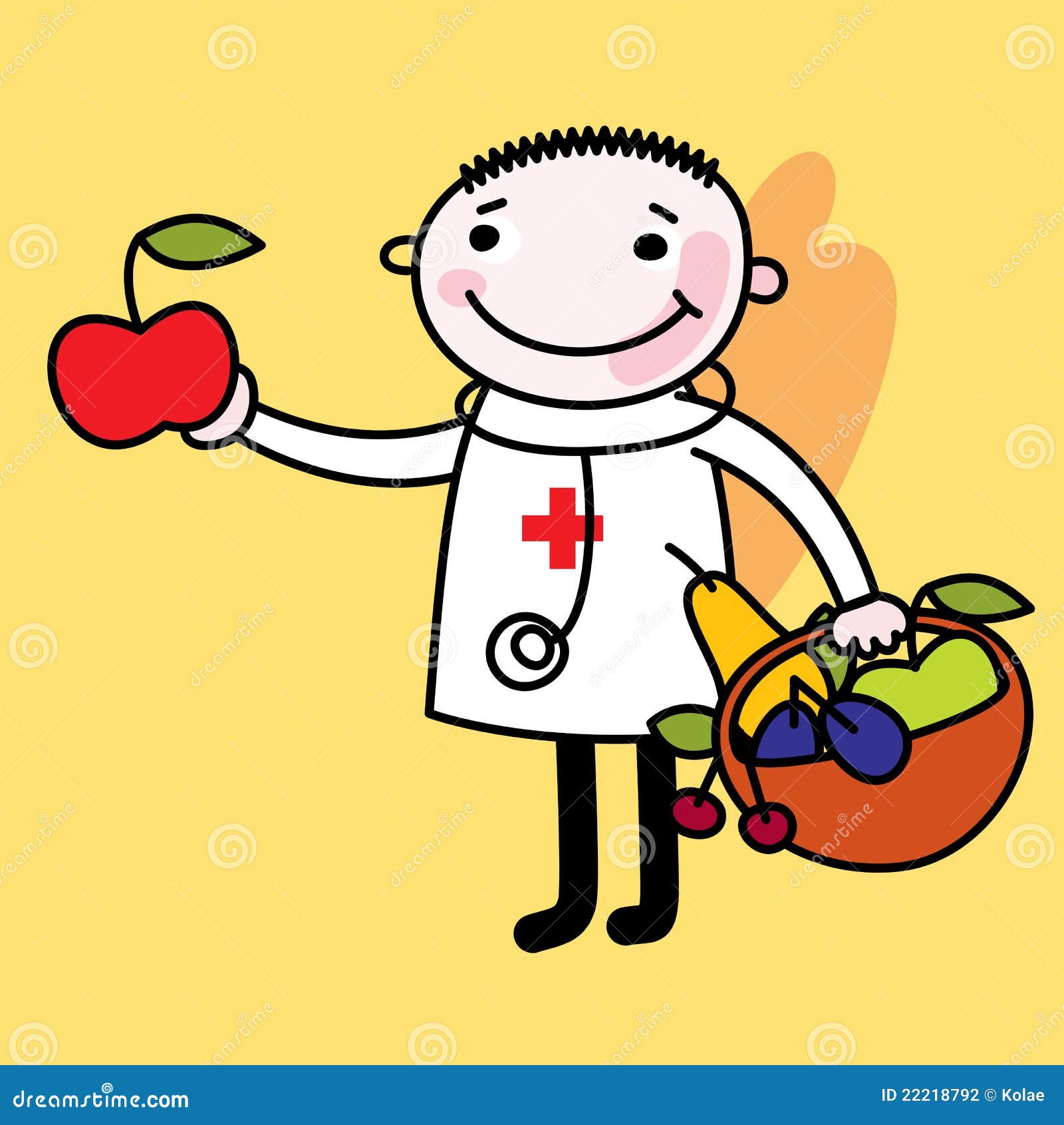 Doctor with fruit stock vector. Illustration of drawing - 22218792