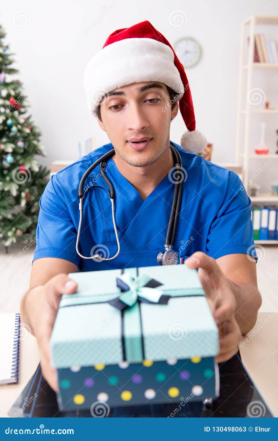 The Doctor with Gift Box in the Hospital Stock Image - Image of ...