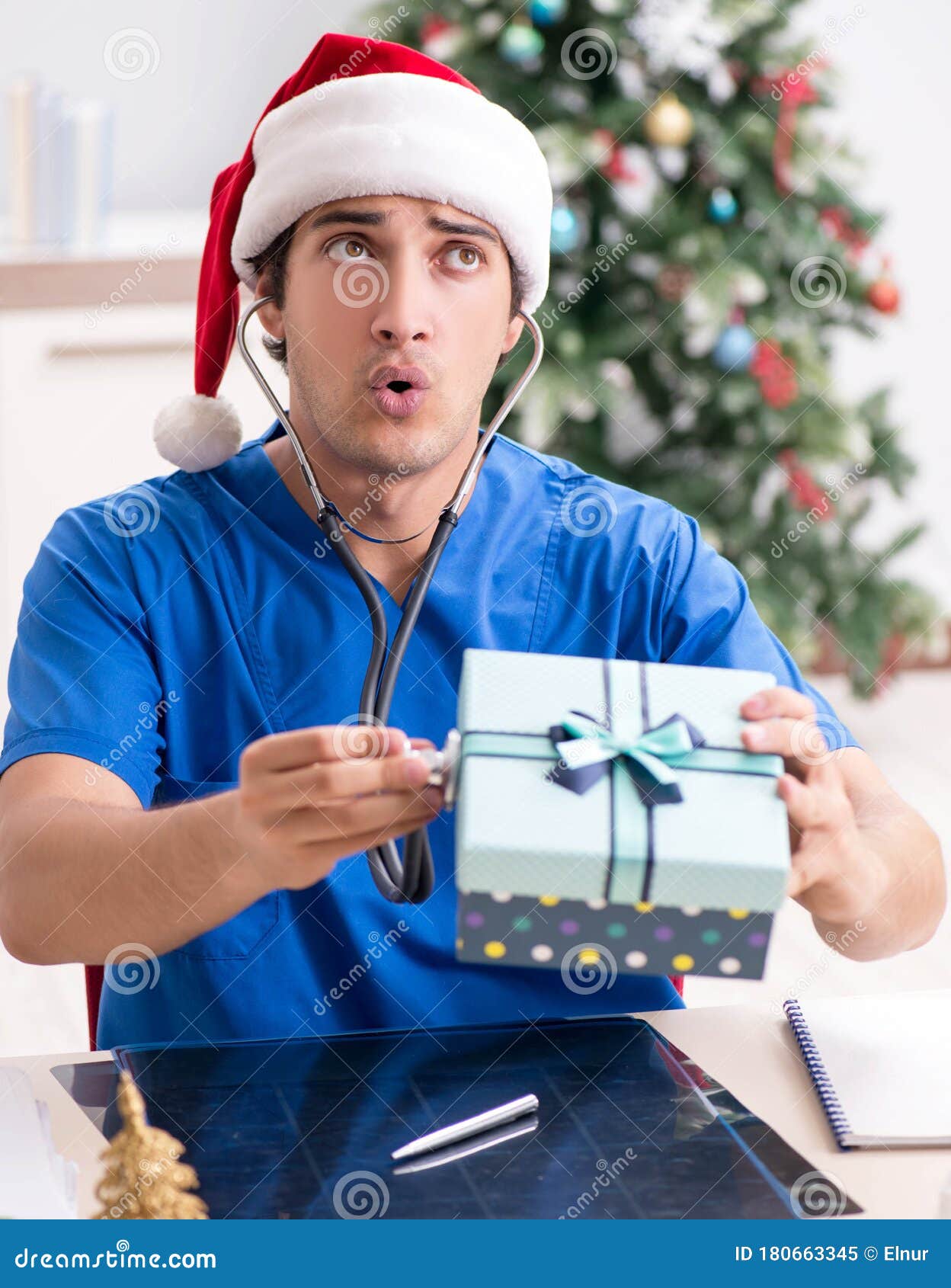 Doctor with Gift Box in the Hospital Stock Image - Image of checkup ...