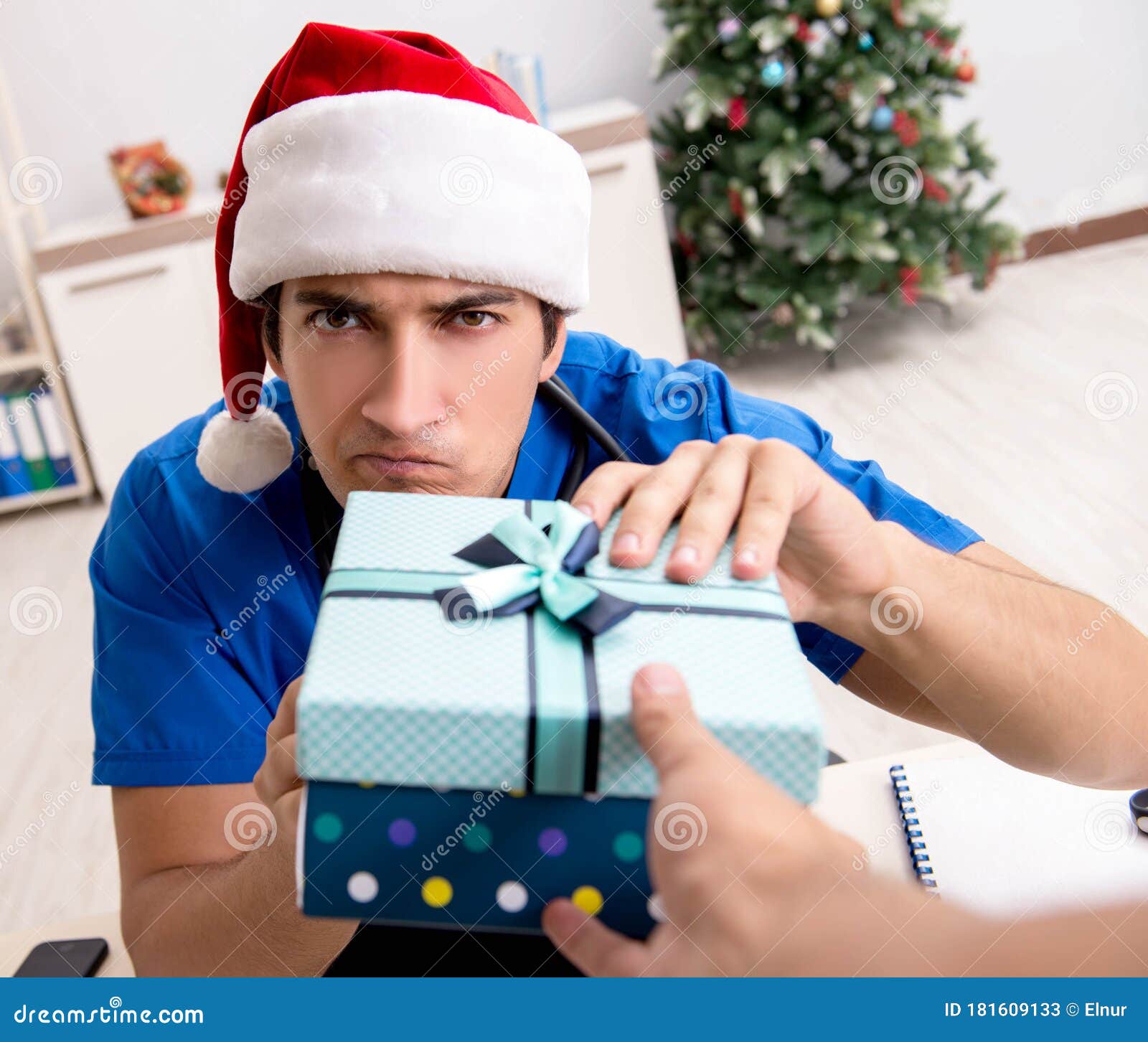 Doctor with Gift Box in the Hospital Stock Image - Image of examination ...
