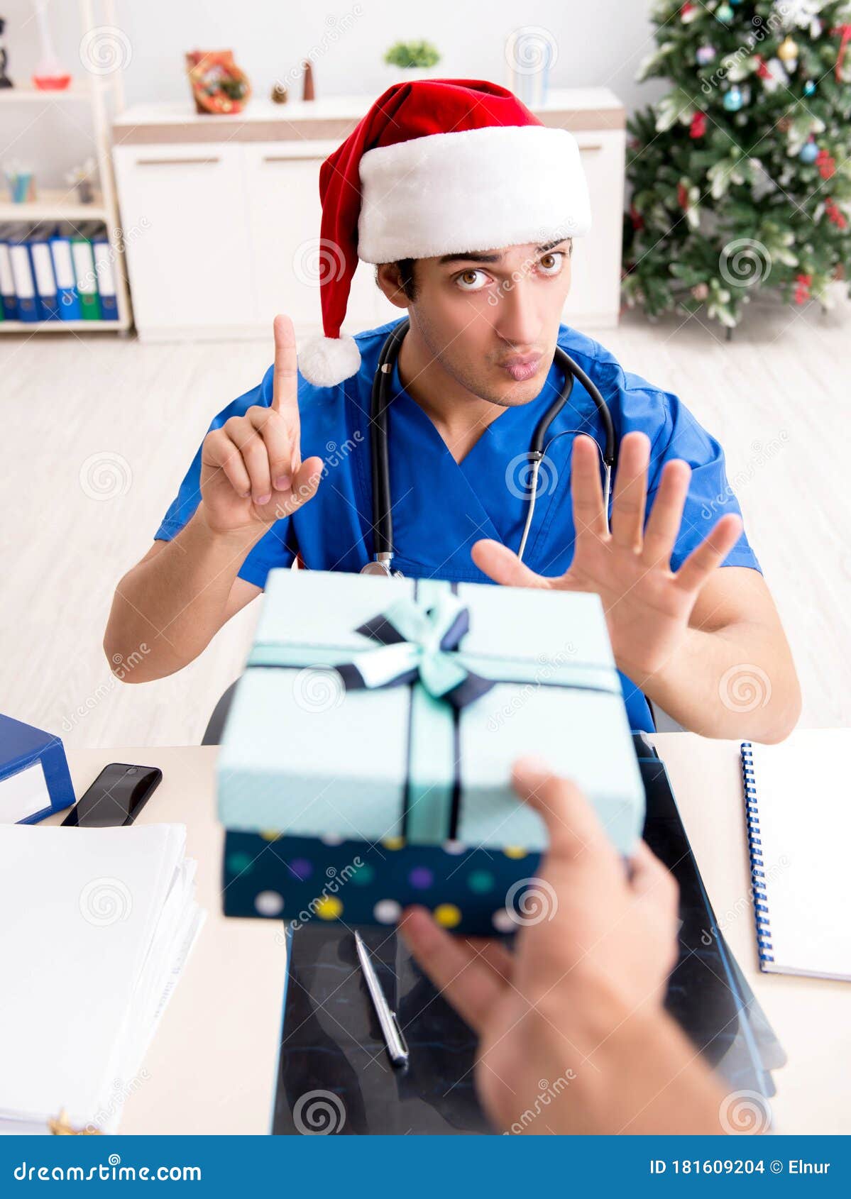 Doctor with Gift Box in the Hospital Stock Photo - Image of medic ...