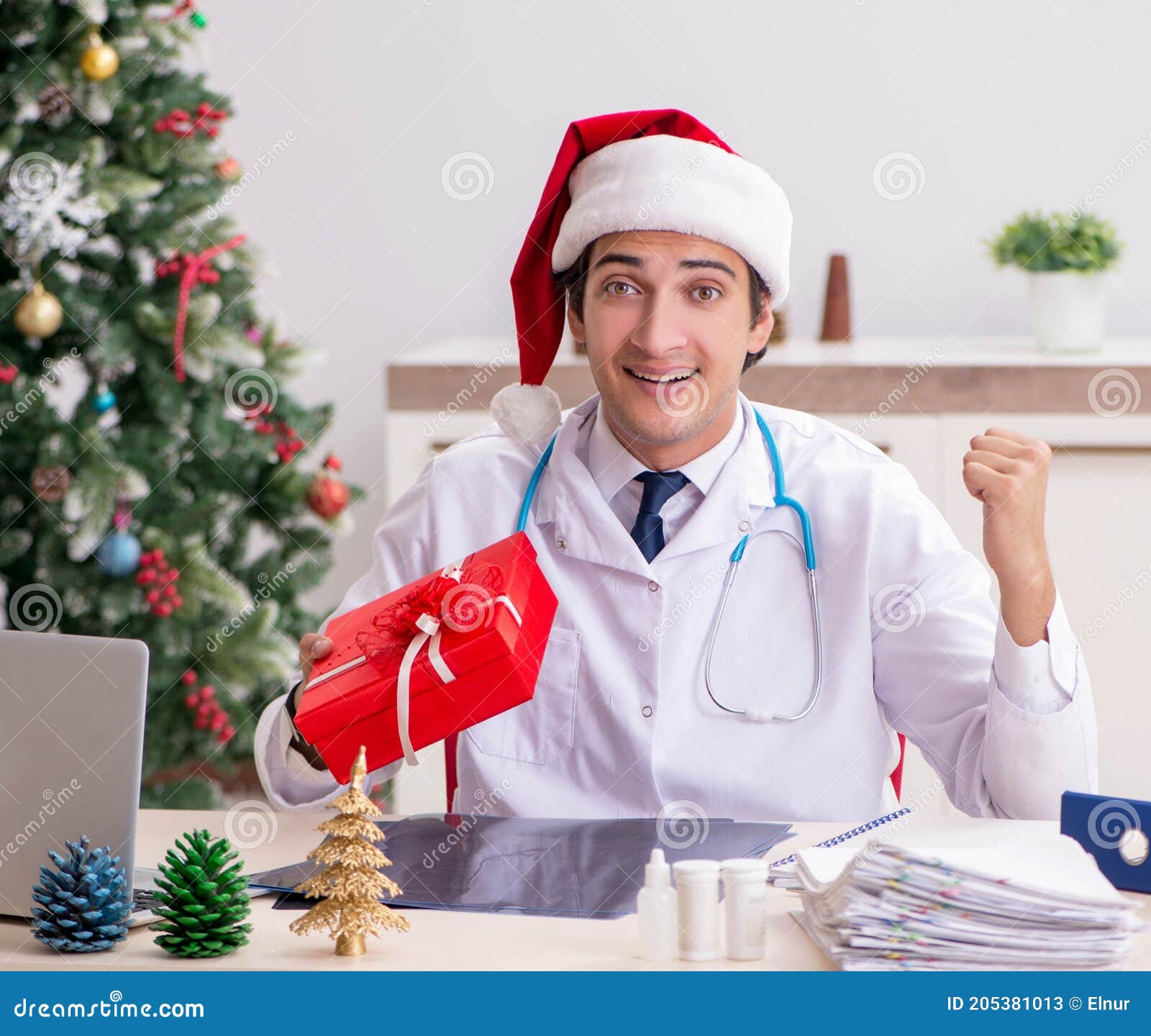 Doctor with Gift Box in the Hospital Stock Image - Image of hospital ...