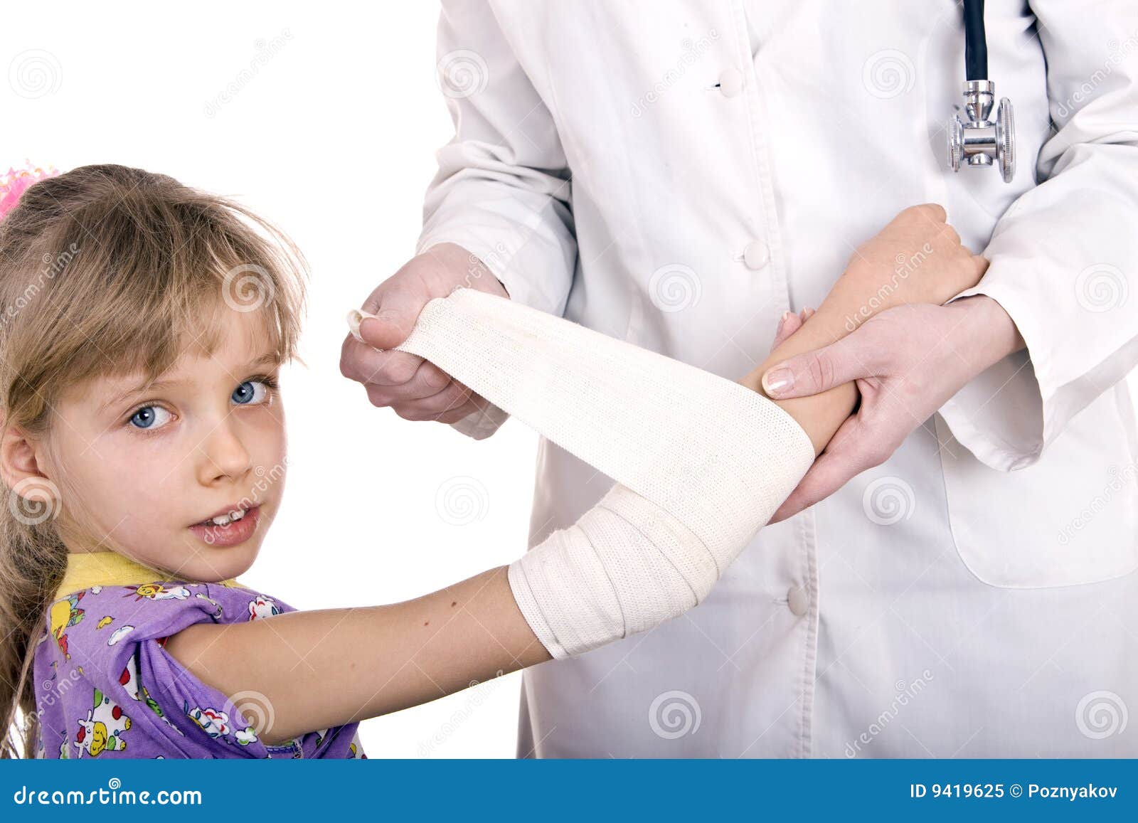 Doctor Give First Aid of Child. Stock Image - Image of background ...