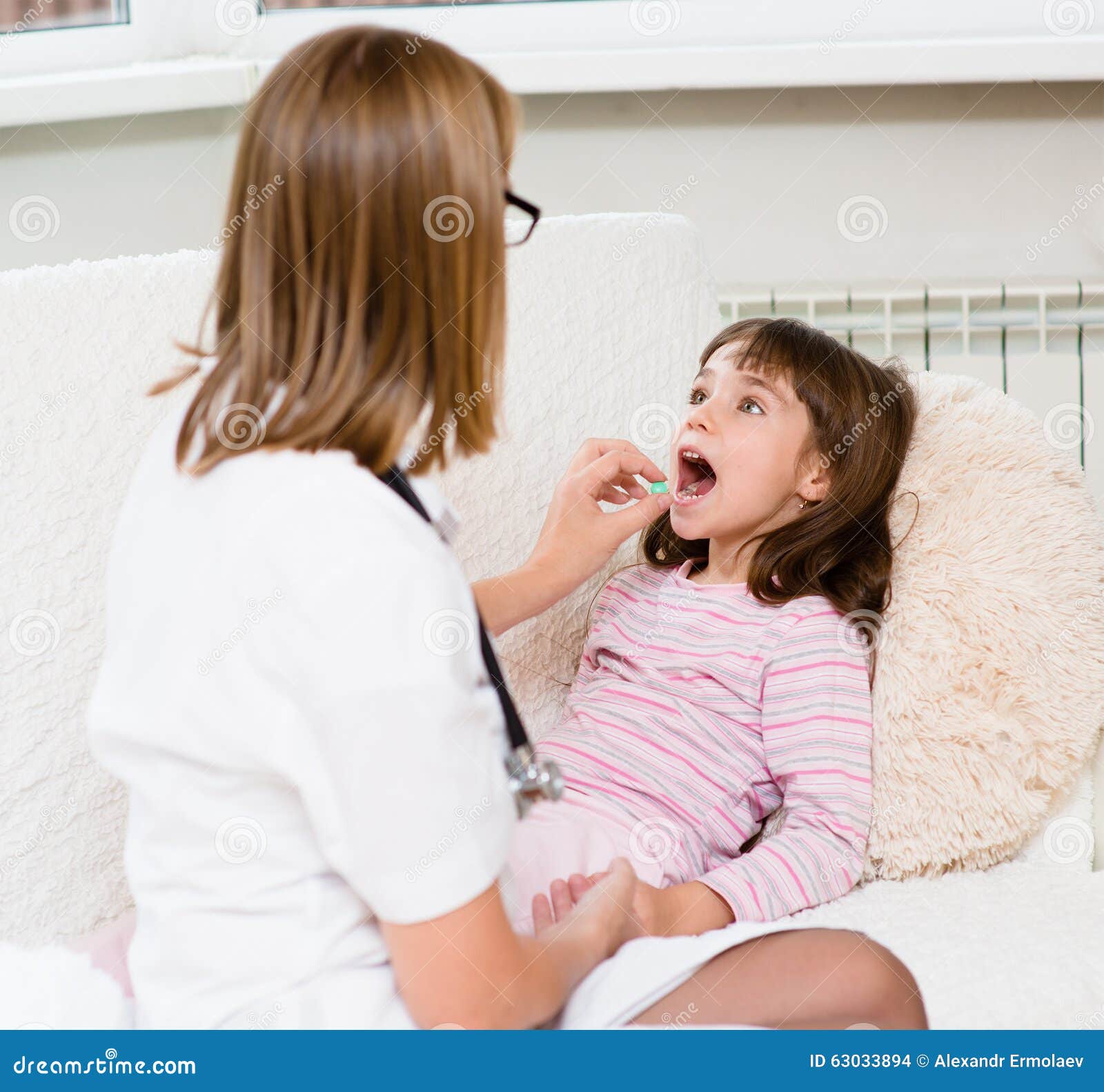 Doctor Gives Tablet To the Sick Child Stock Photo - Image of health ...