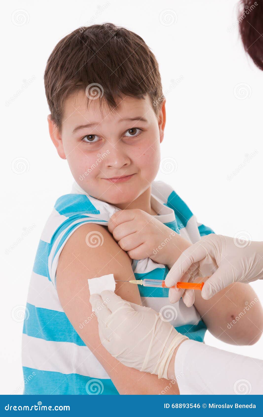 Doctor Giving a Child Injection in Arm Stock Photo - Image of ...