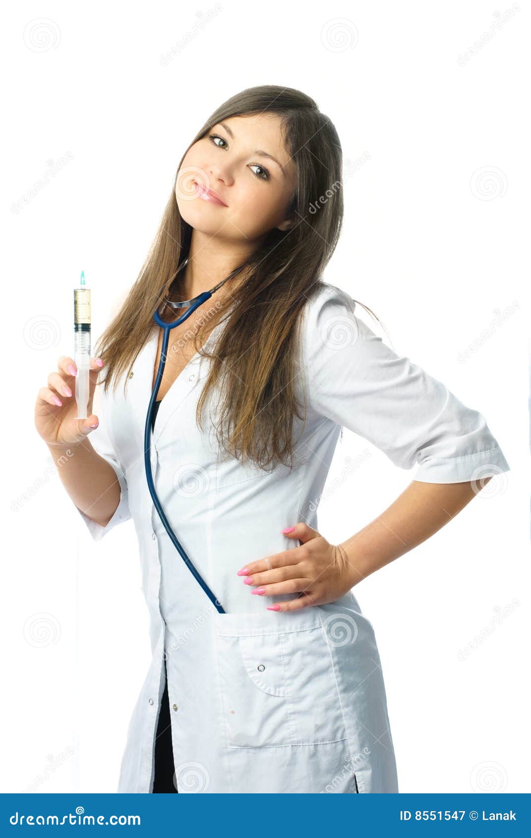 Doctor giving an injection stock image. Image of female - 8551547