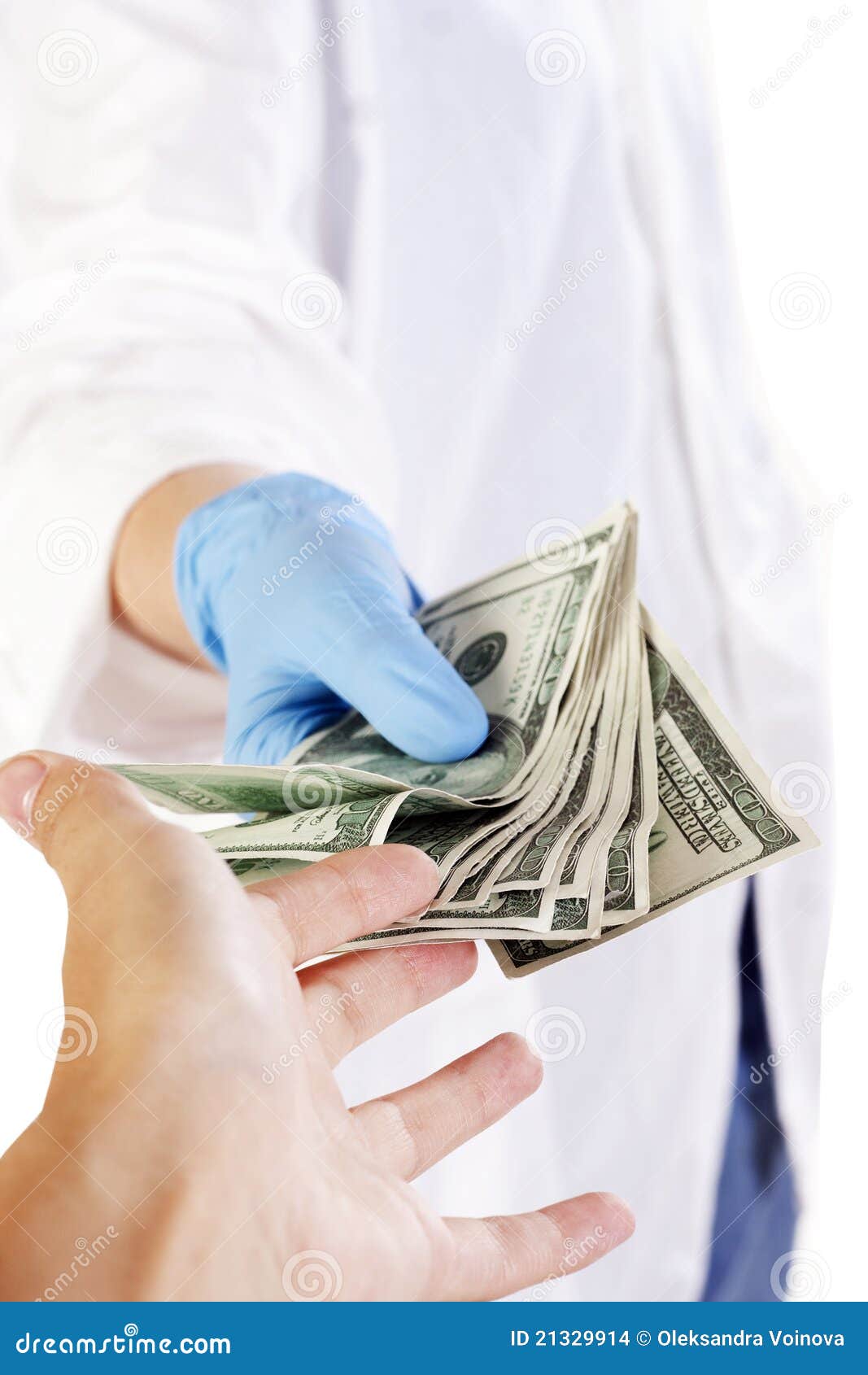 Doctor giving money stock photo. Image of cash, nursing - 21329914