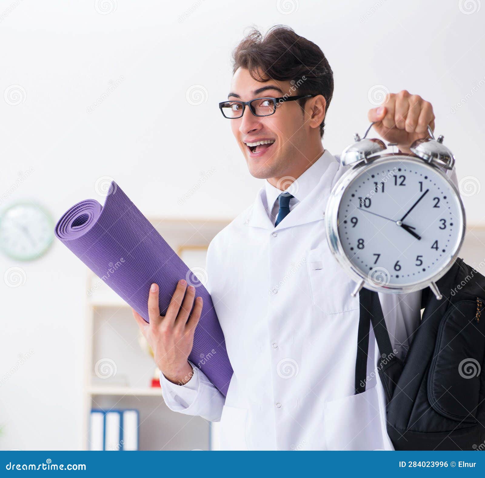 Doctor Going To Gym during Lunch Break Stock Photo - Image of desk ...