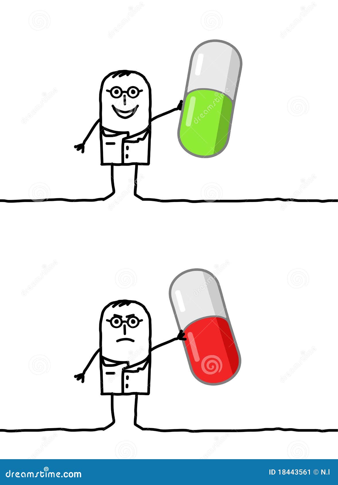 Doctor & Good or Bad Medicine Stock Vector - Illustration of pharmacist ...
