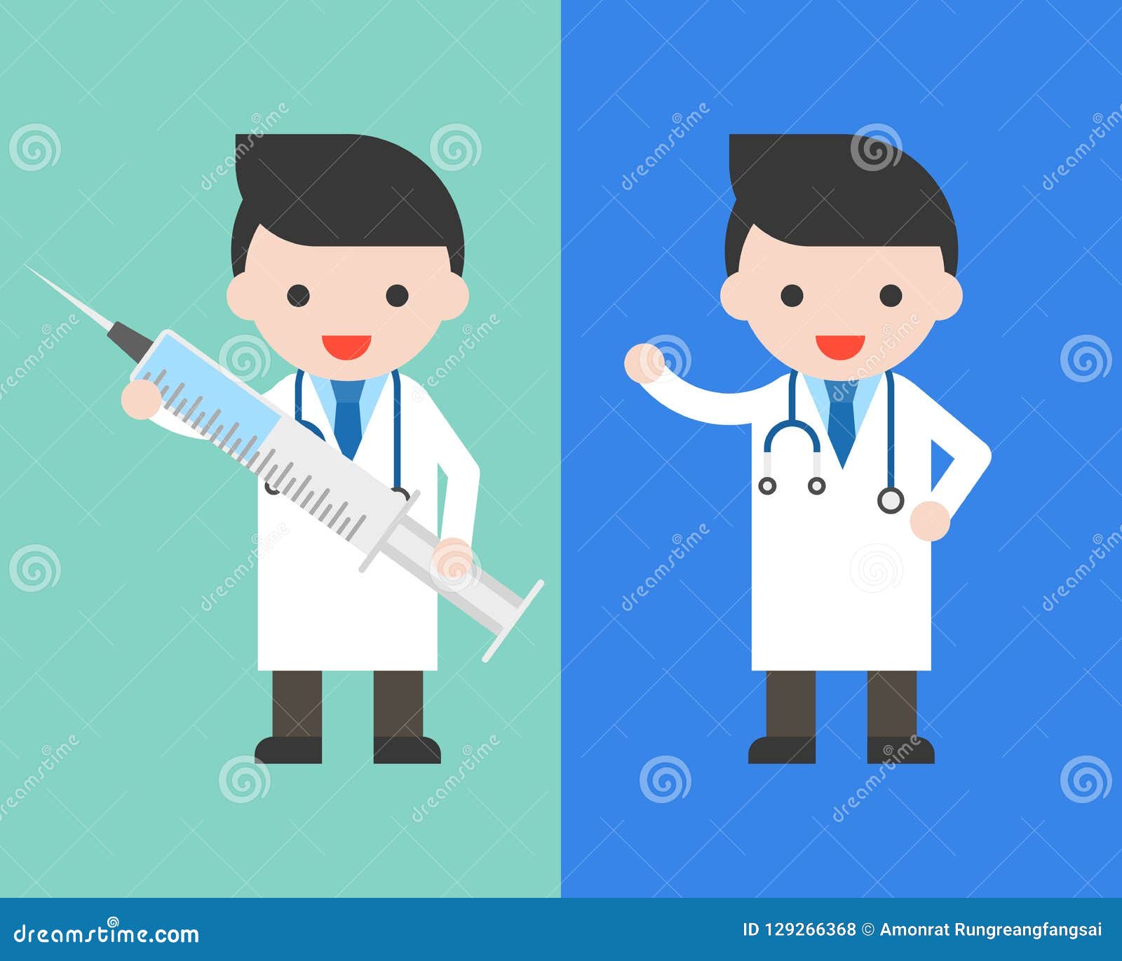 Doctor in Gown with Big Injection Needle Vector Stock Vector ...