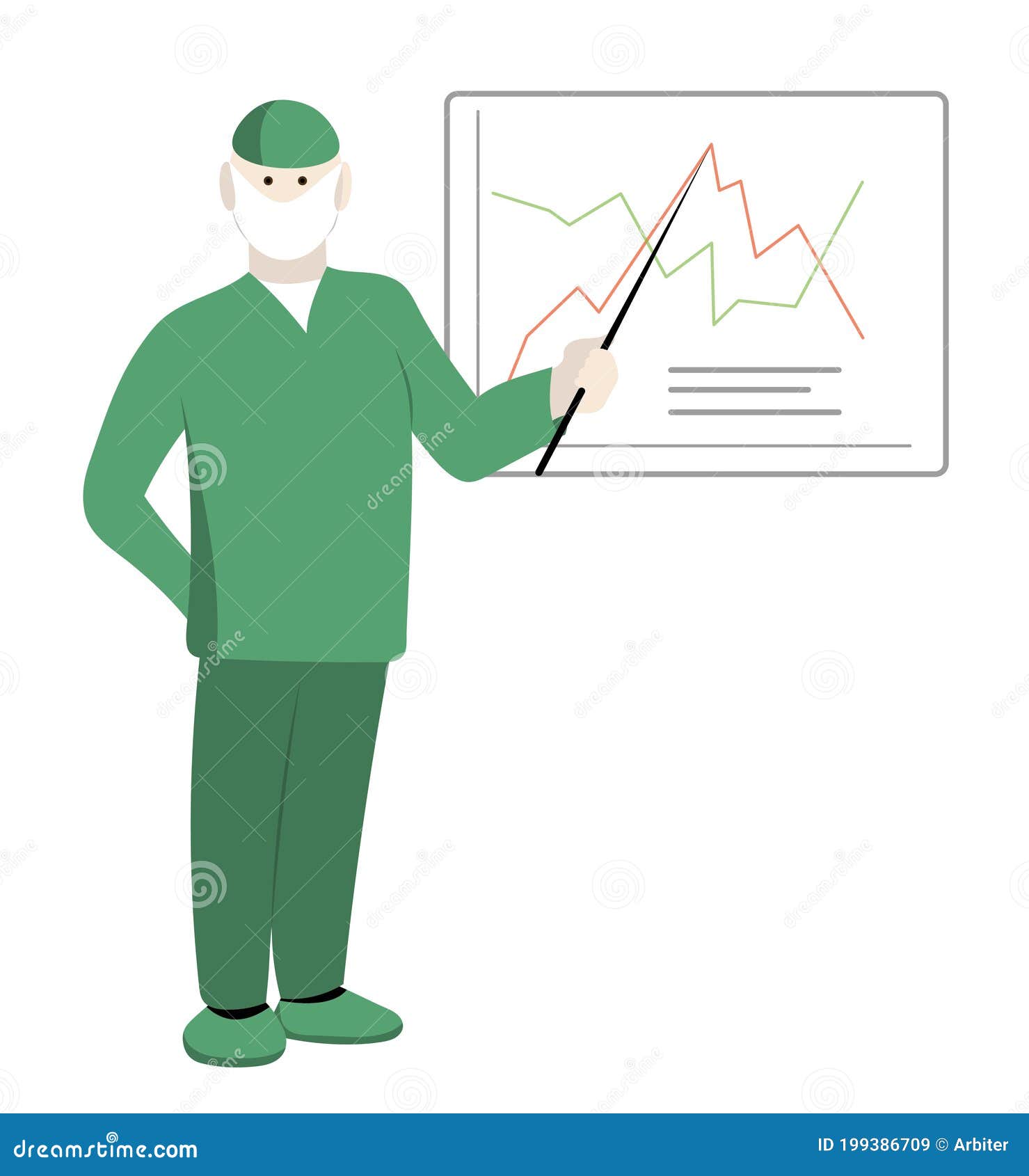 Doctor and graph stock vector. Illustration of human - 199386709