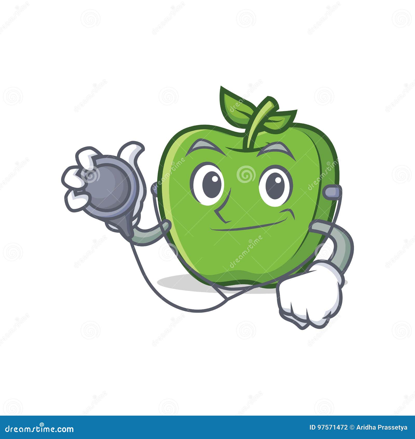 Doctor Green Apple Character Cartoon Stock Vector - Illustration of ...