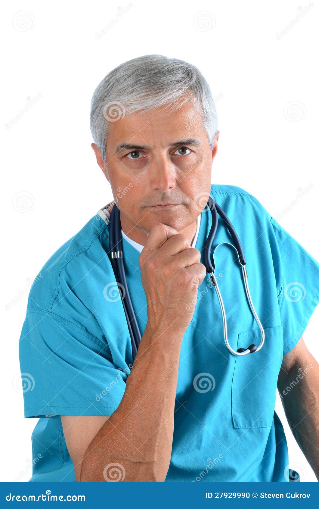 Doctor with Hand on Chin stock photo. Image of labcoat - 27929990