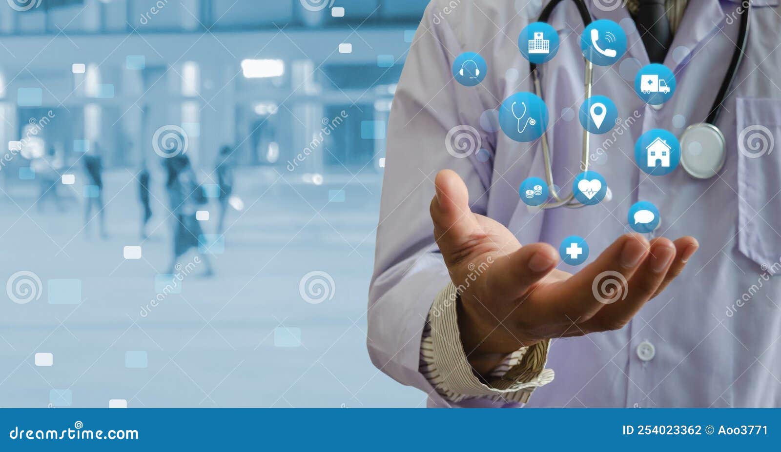 Doctor Hand Icon Virtual Screen Interface Technology Health Care ...