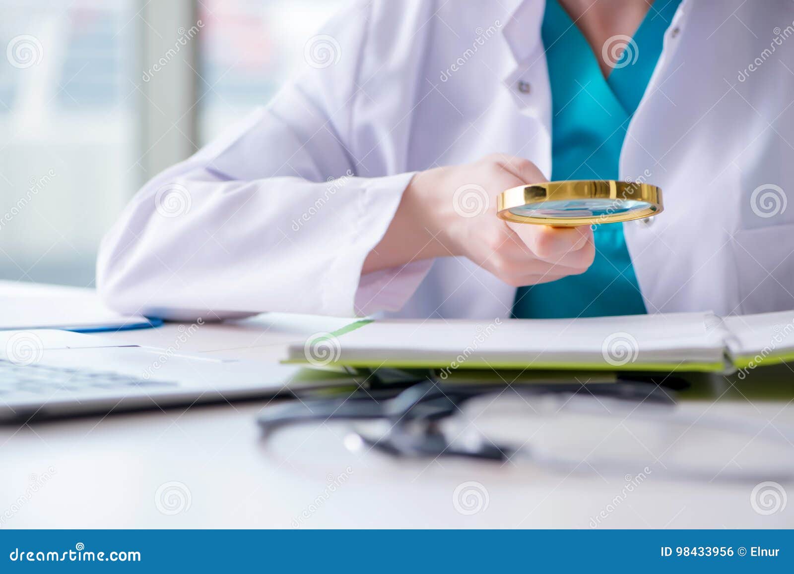 The Doctor Hand with Magnifying Glass Stock Photo - Image of illness ...