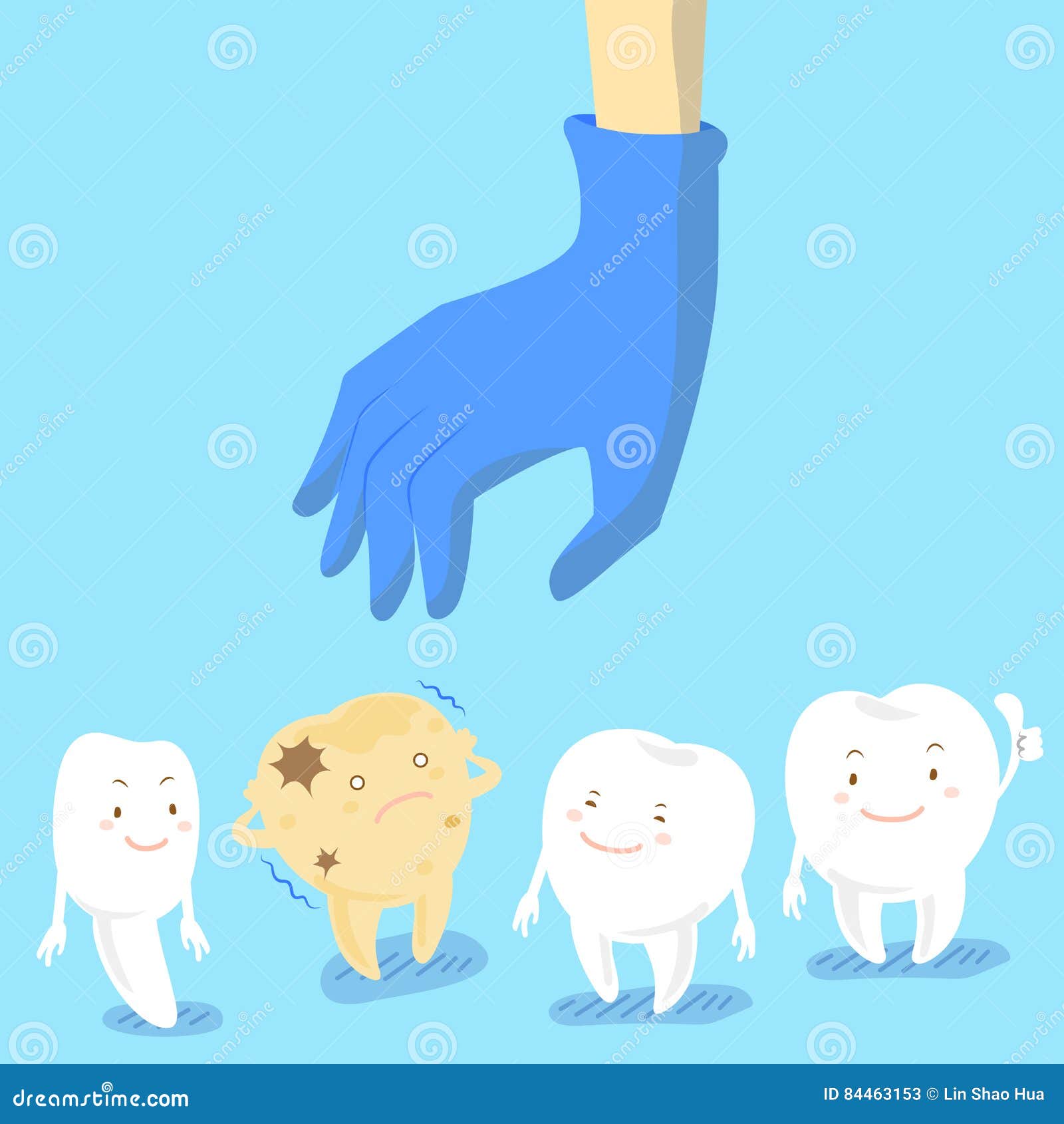 Doctor Hand Picking Decay Teeth Cartoon Vector | CartoonDealer.com ...