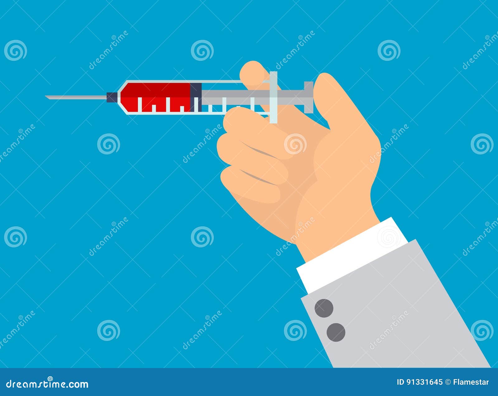 Doctor Hand with Syringe Making Vaccination. Stock Vector ...