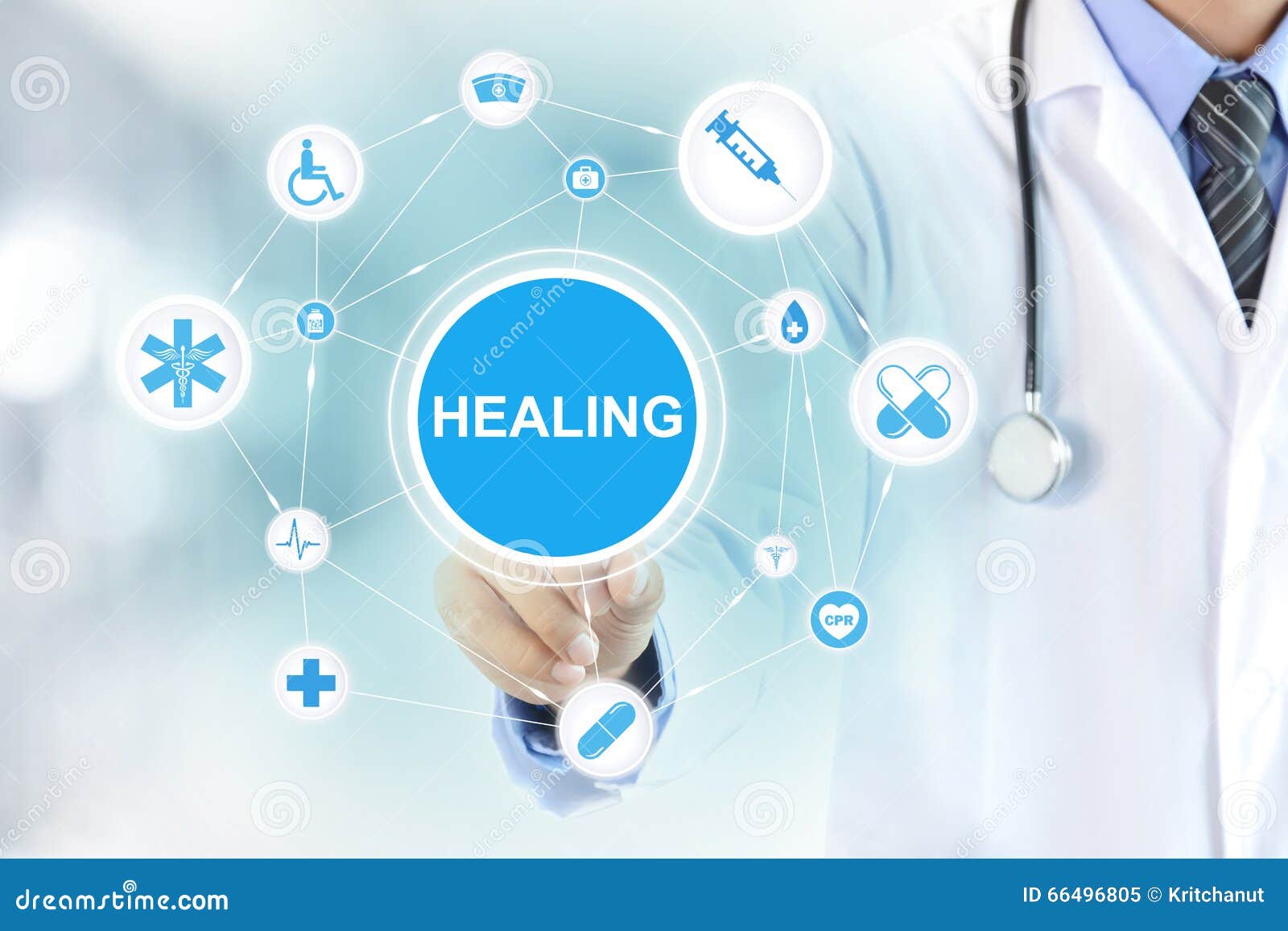 Doctor Hand Touching HEALING Sign on Virtual Screen Stock Image - Image ...