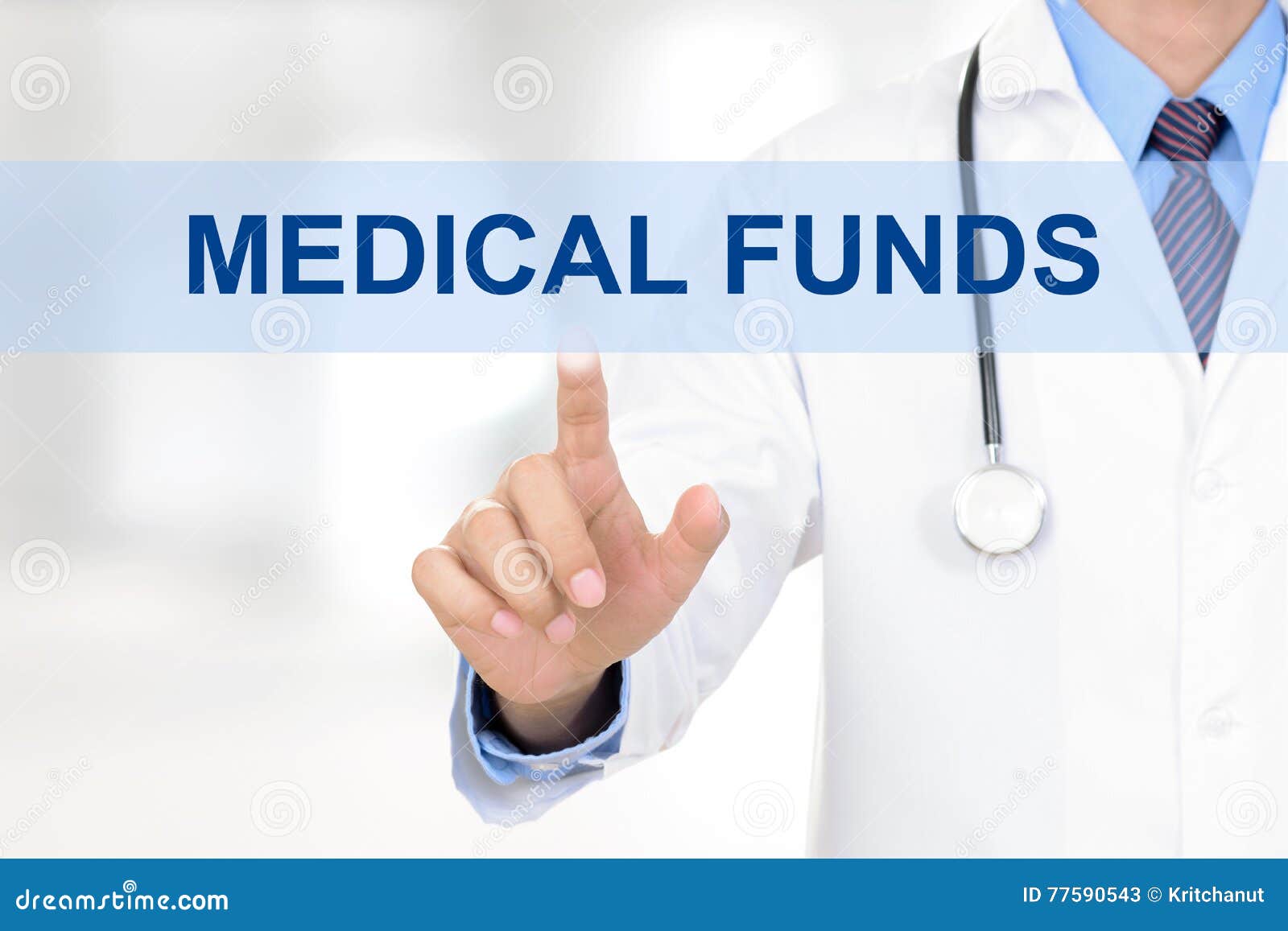 Doctor Hand Touching MEDICAL FUNDS Message on Virtual Screen Stock ...