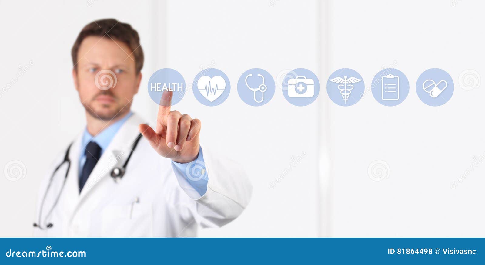 Doctor Hand Touching Medical Icons on Screen Stock Photo - Image of ...