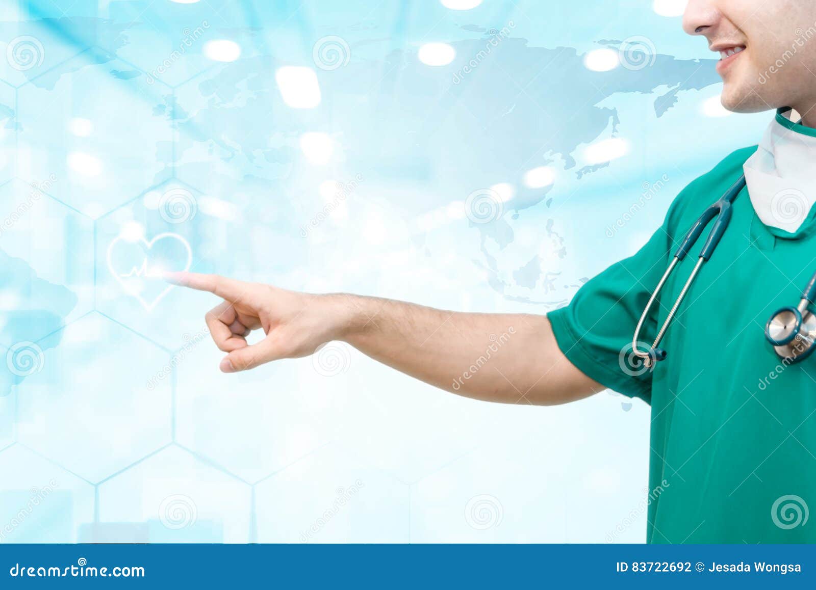 Doctor Hand Working on Visual Screen Interface As Medical Concept Stock ...