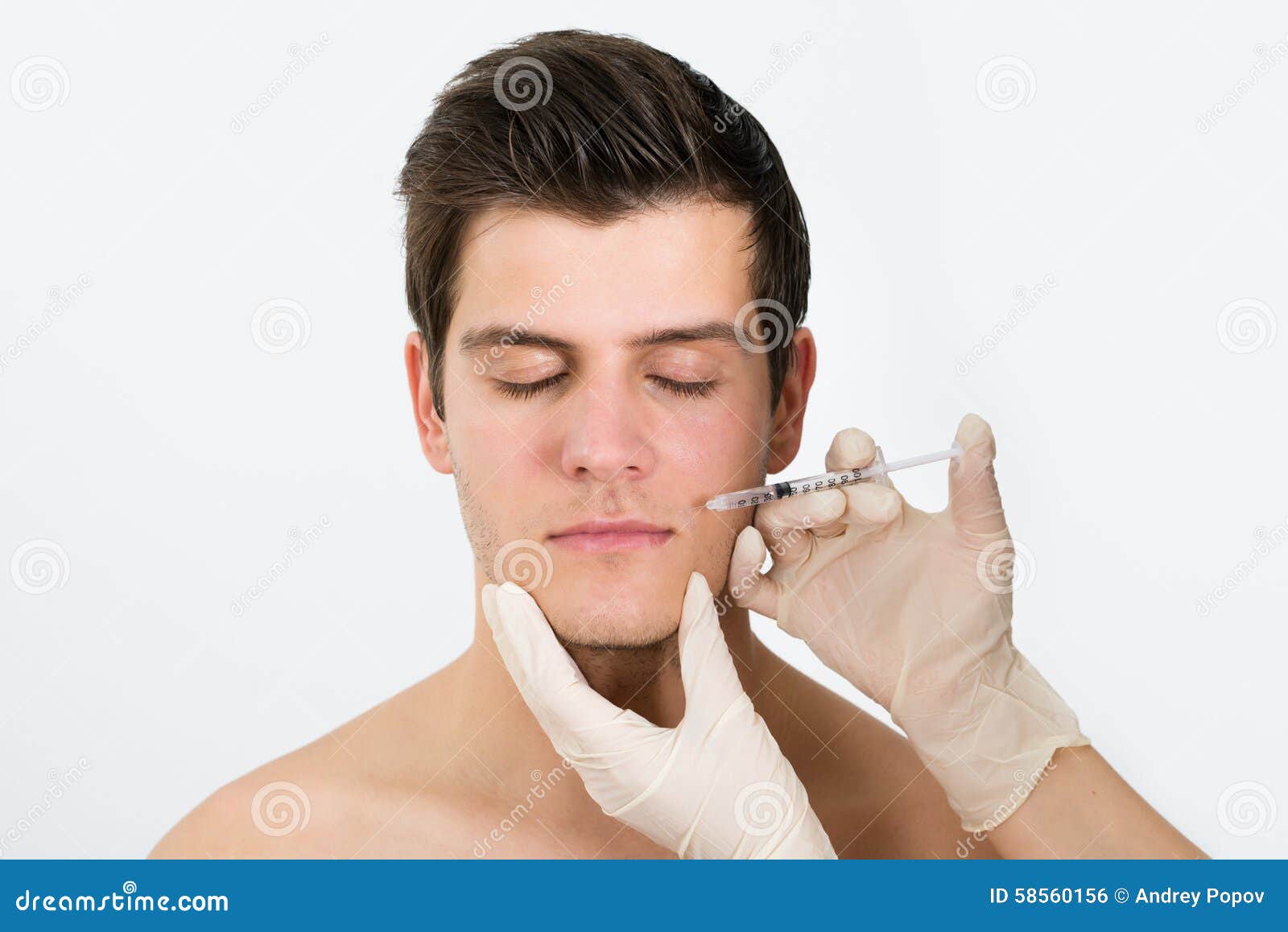 Doctor Hands Injecting Botox Injection in Man Face Stock Photo - Image ...
