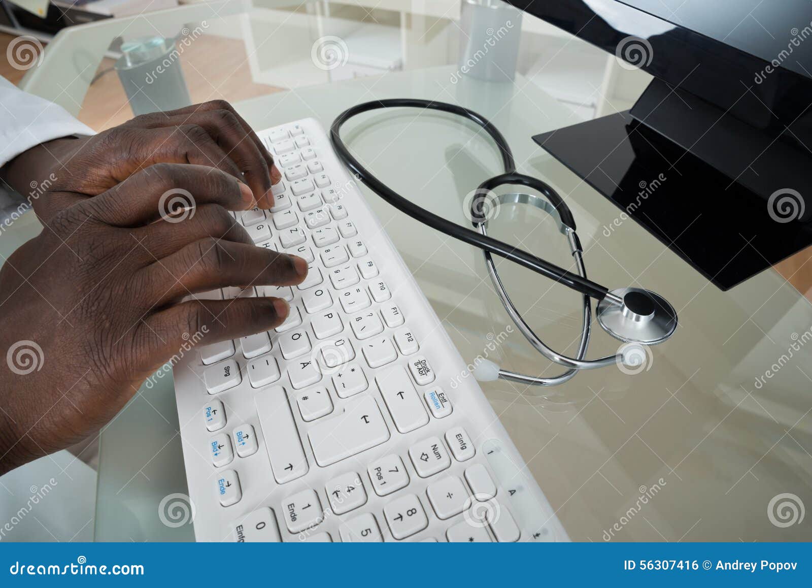 Doctor Hands Typing on Computer Keyboard Stock Photo - Image of ...