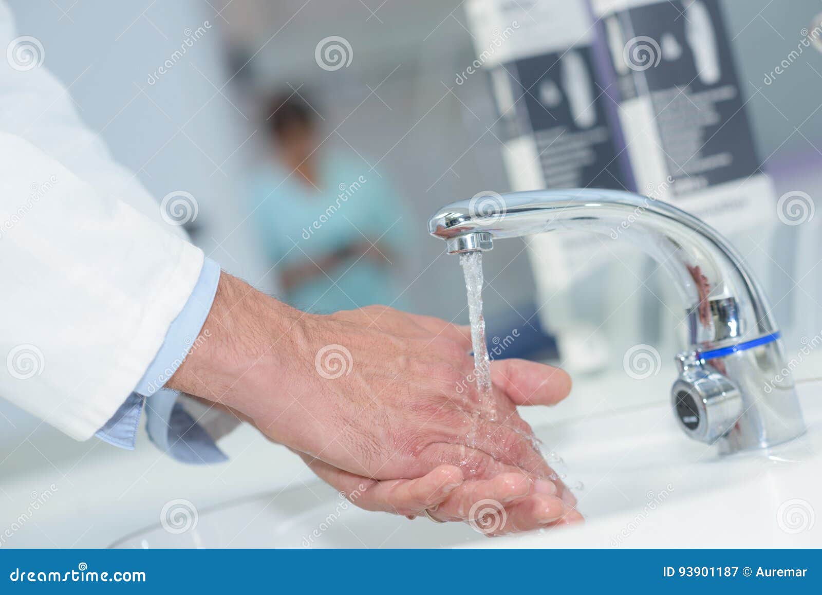 Doctor Handwashing in Hospital Sink Stock Image - Image of skin ...