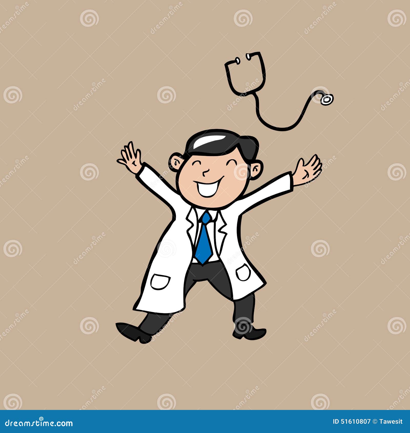 Doctor happy stock vector. Illustration of person, flat - 51610807