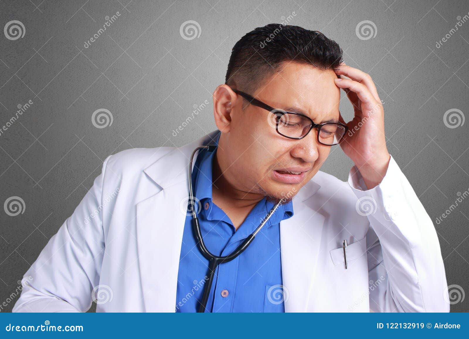 Doctor Having Headache stock image. Image of doctor - 122132919