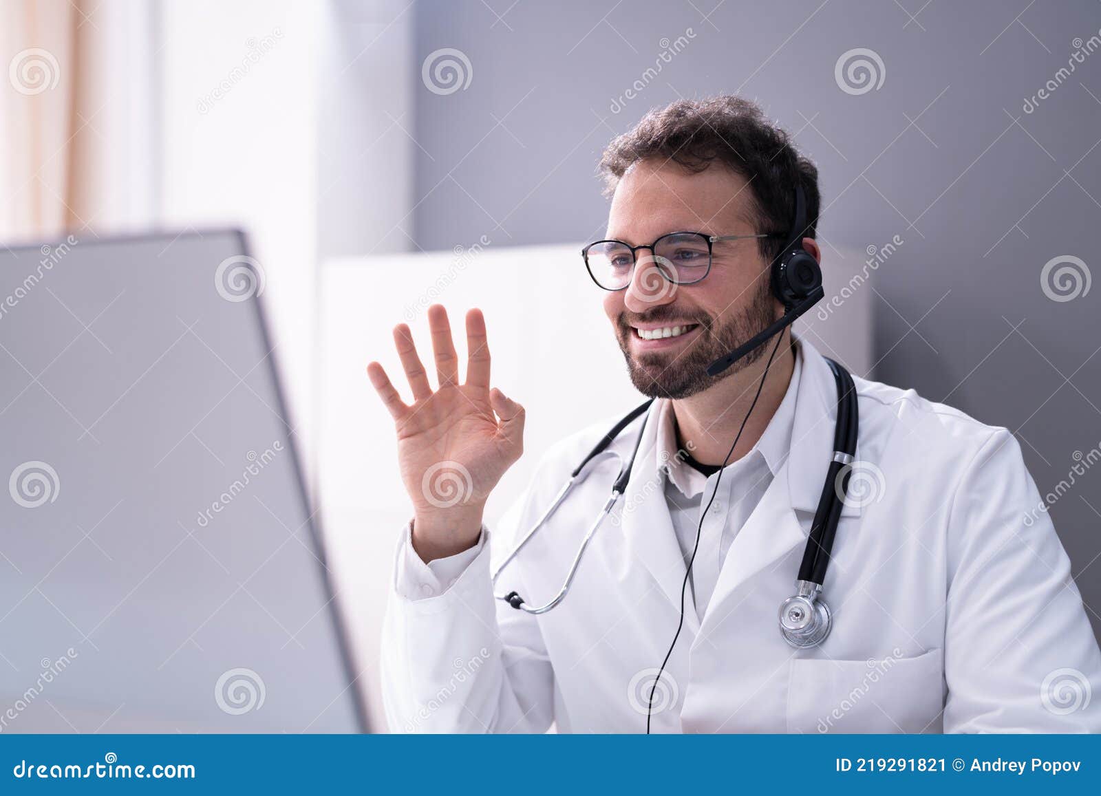 Doctor Having Video Conference on Computer Stock Image - Image of ...