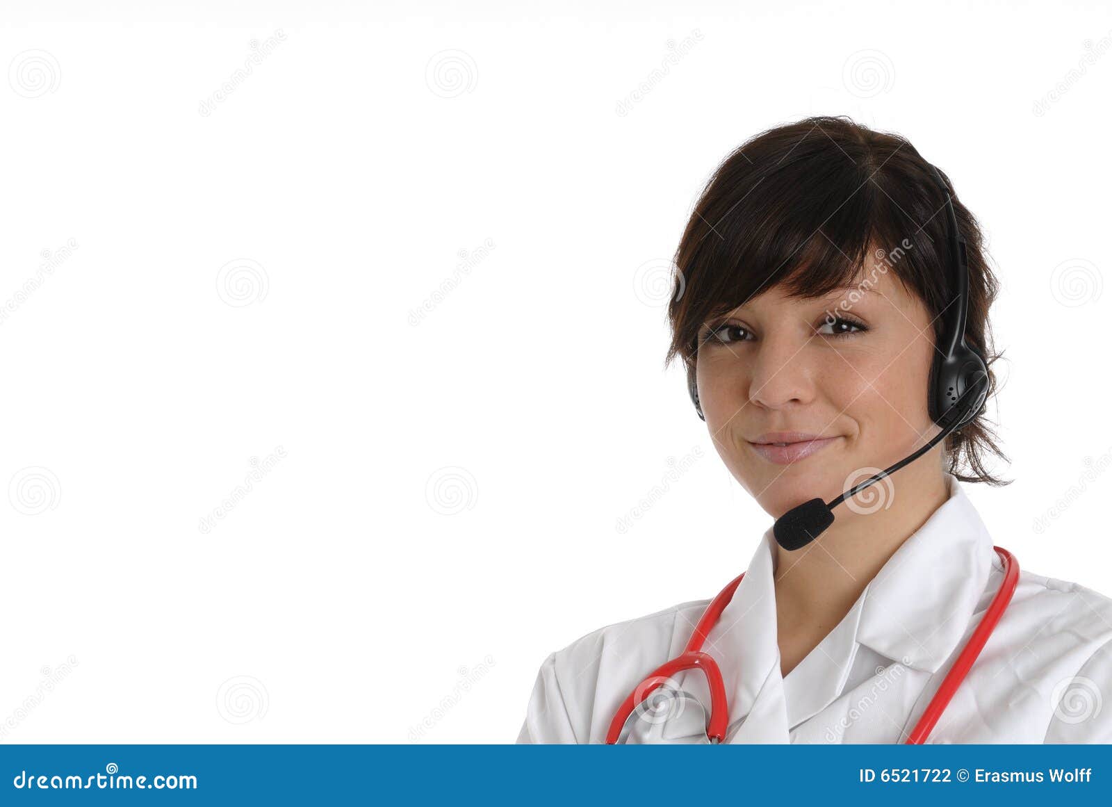 Doctor with head set stock photo. Image of telephony, space - 6521722