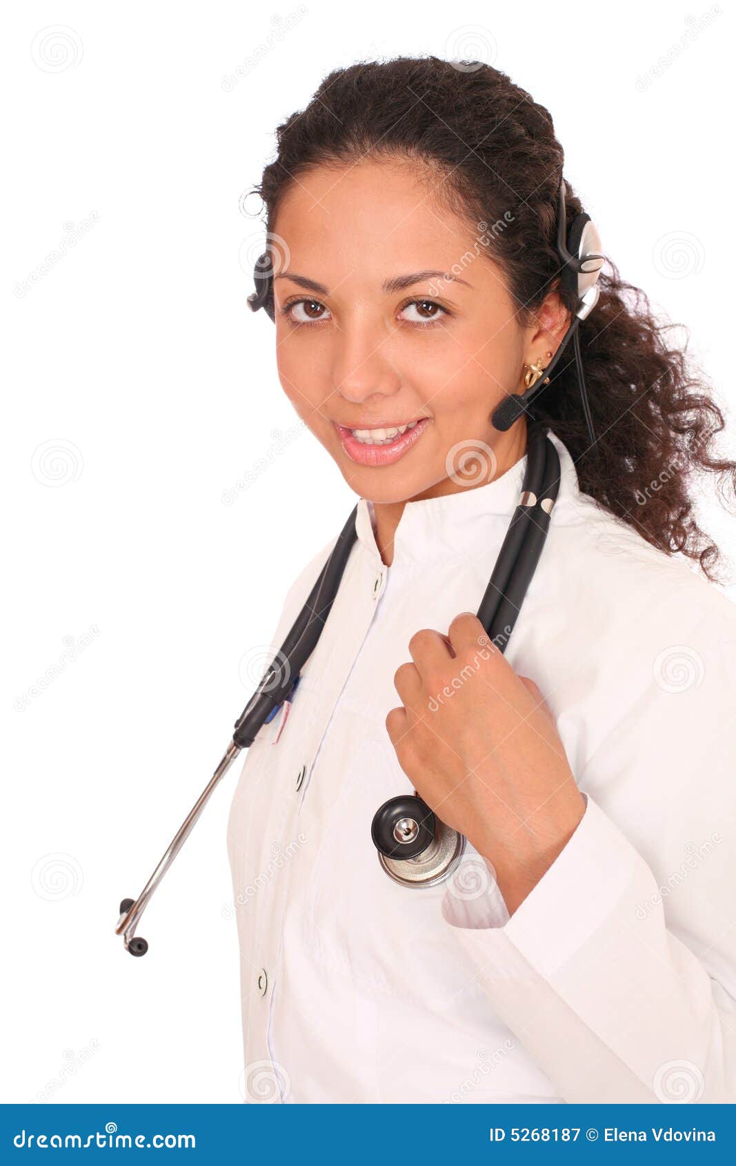 Doctor in headset stock image. Image of curly, asian, ethnicity - 5268187