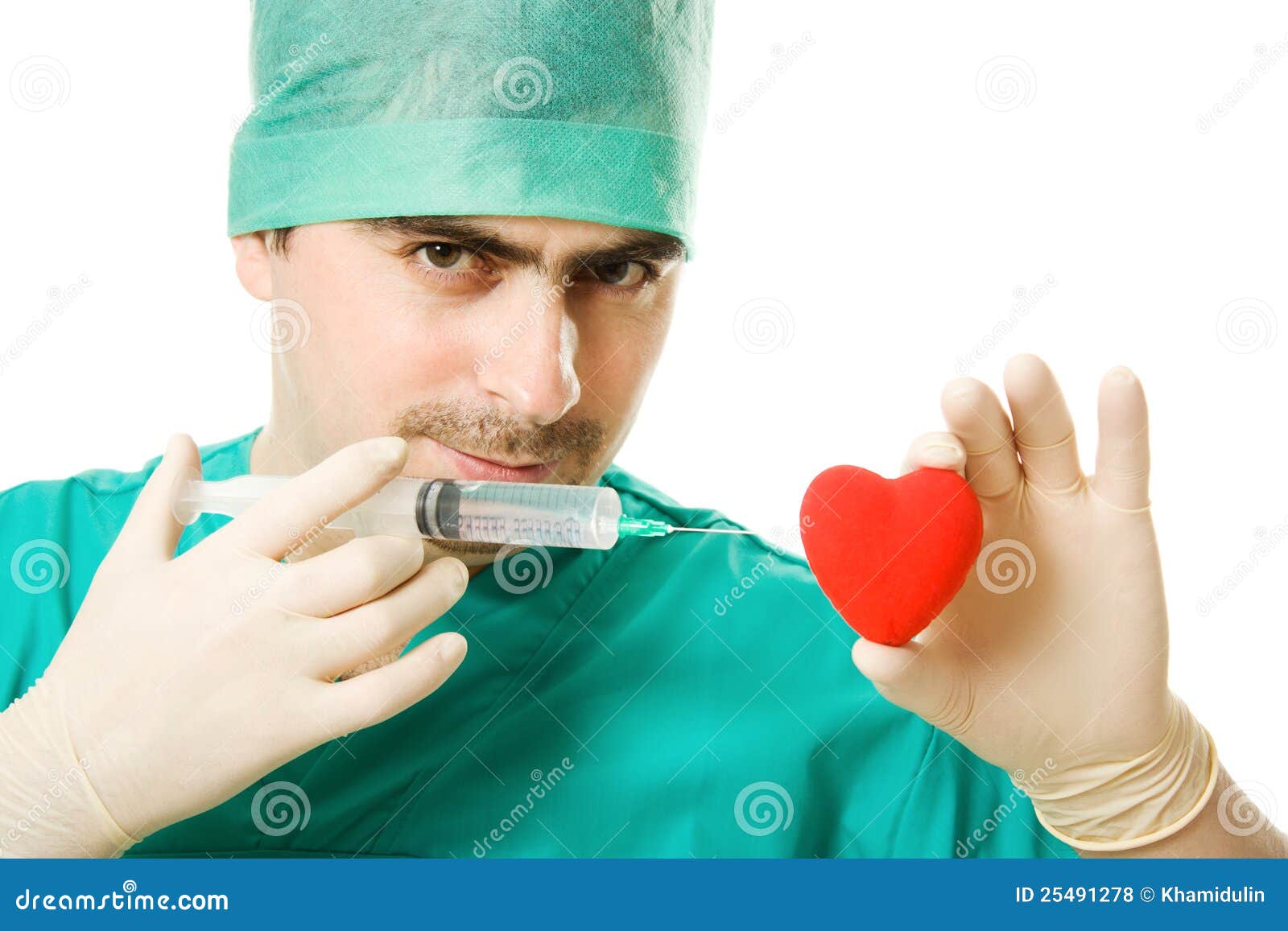 Doctor with a Heart and Syringe in His Hand Stock Photo - Image of ...