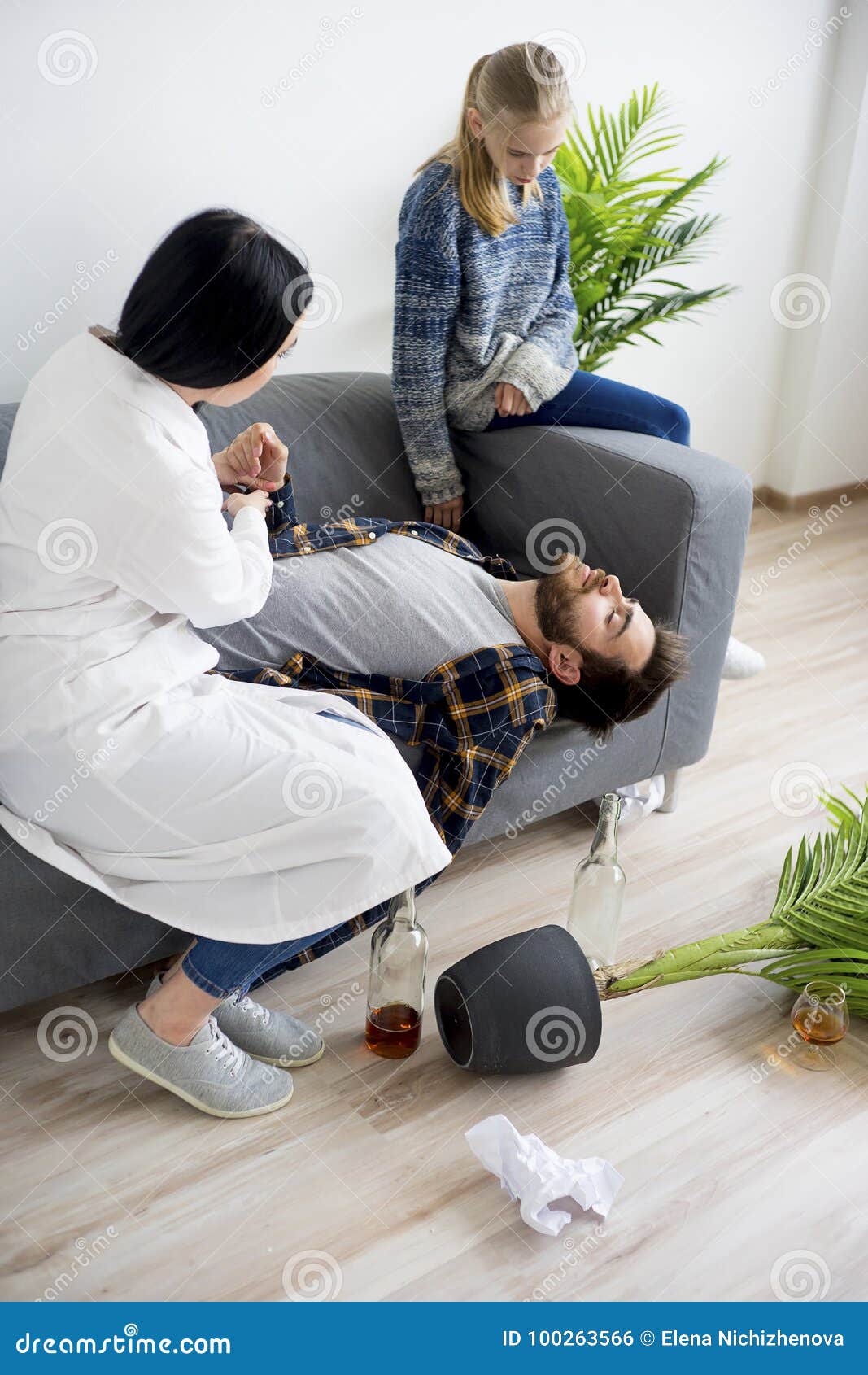 Doctor Helping an Alcoholic Stock Photo - Image of home, addiction ...