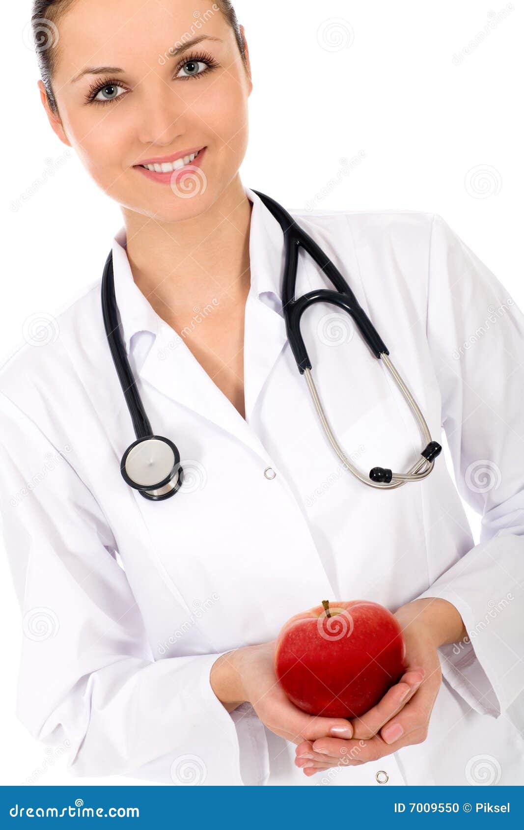 Doctor holding apple stock photo. Image of background - 7009550