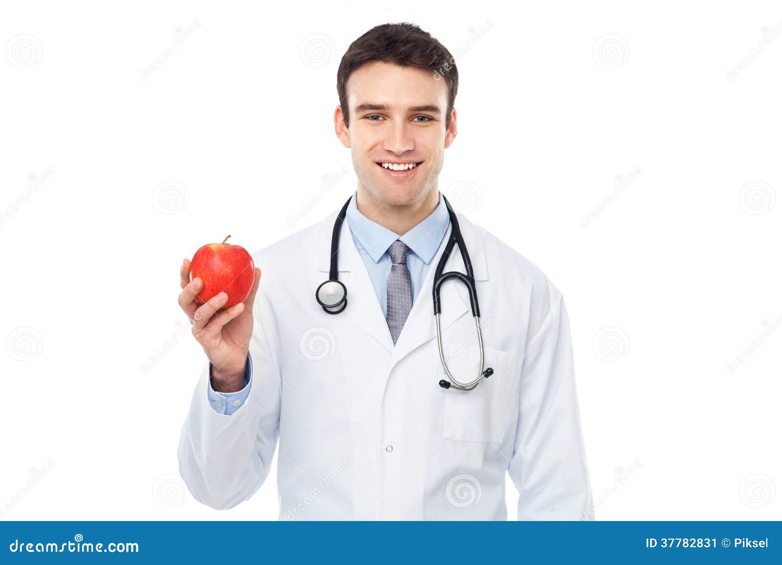 Doctor holding an apple stock image. Image of handsome - 37782831