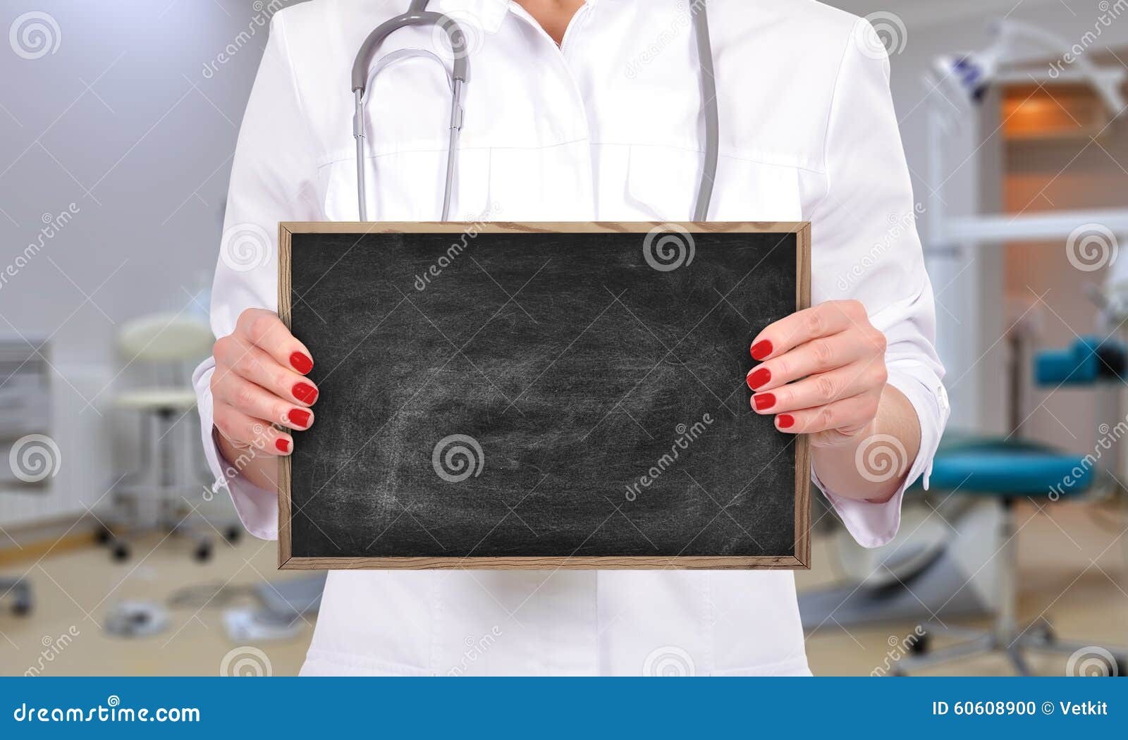 Doctor Holding Blank Chalk Board Stock Photo - Image of practitioner ...