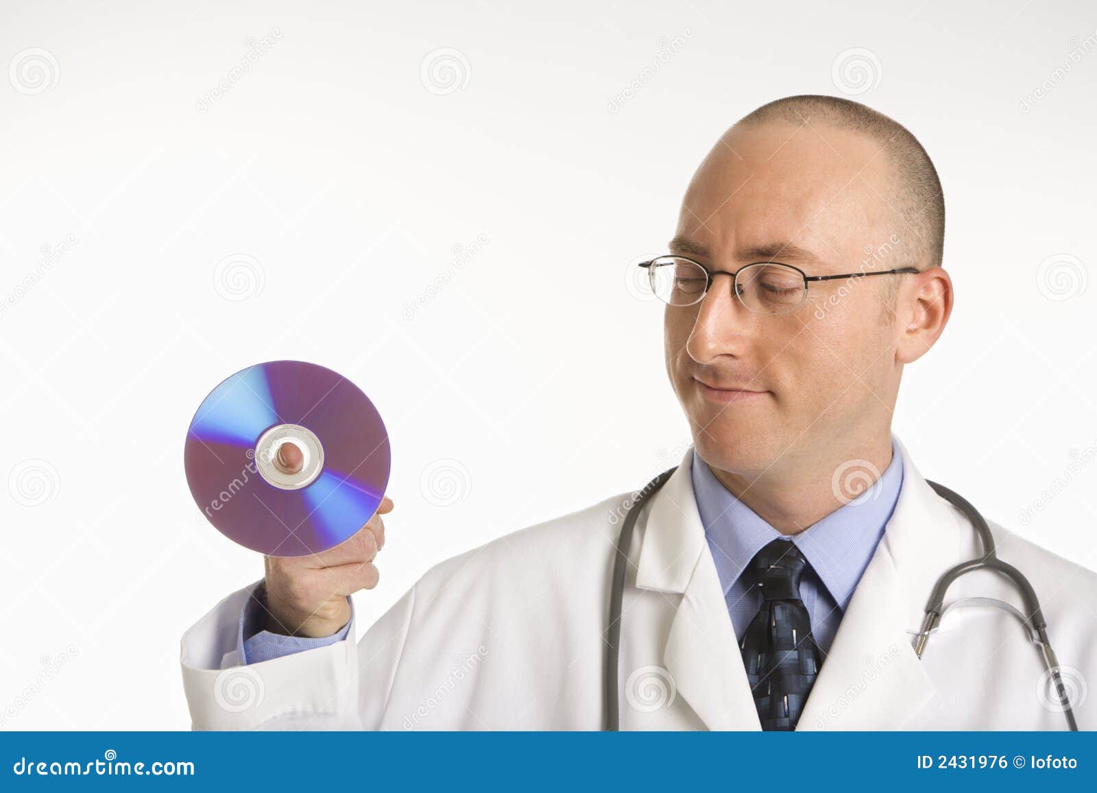 Doctor Holding Compact Disc. Stock Photo - Image of communications ...