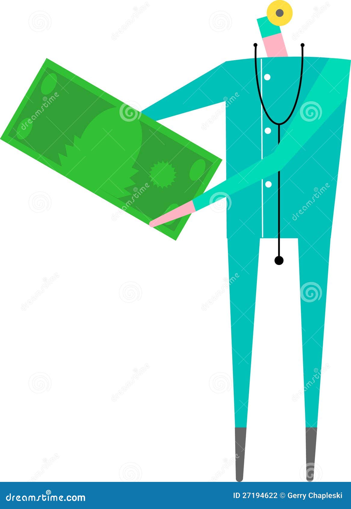 Doctor holding dollar bill stock vector. Illustration of bill - 27194622