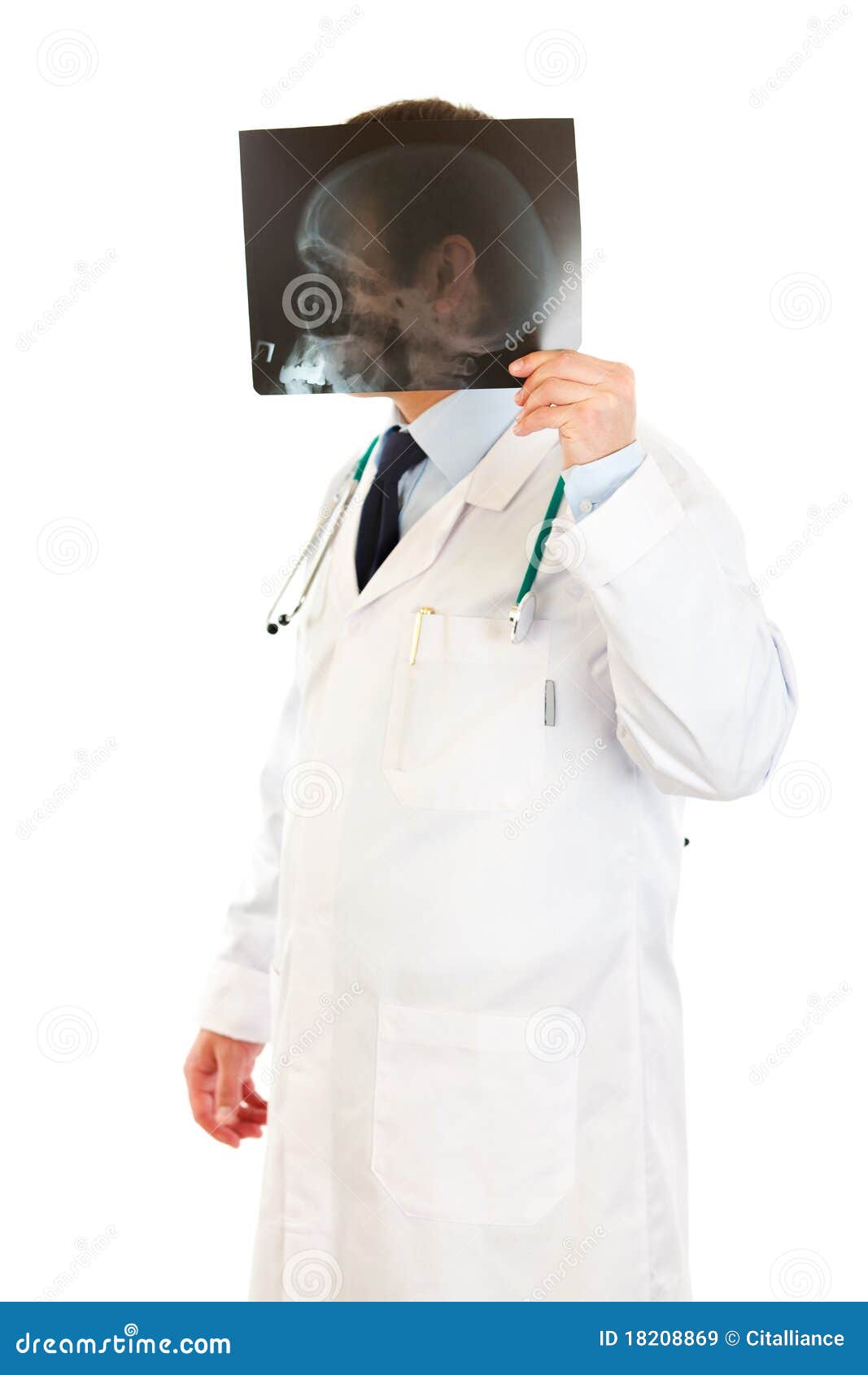 Doctor Holding Heads Roentgen in Front of His Head Stock Image - Image ...