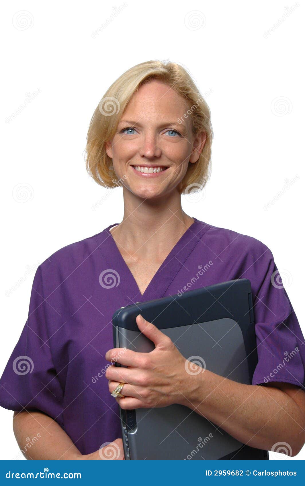 Doctor Holding a Lap Top Compu Stock Photo - Image of blond, beautiful ...