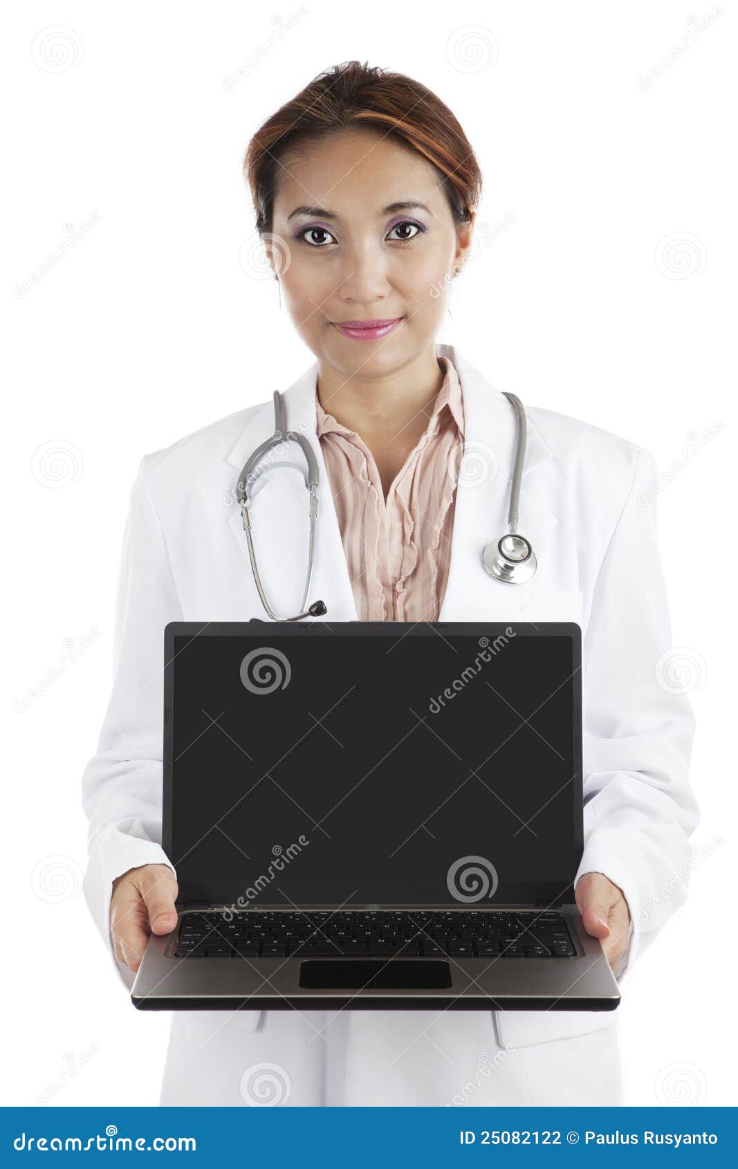 Doctor Holding a Laptop Computer Stock Photo - Image of occupation ...