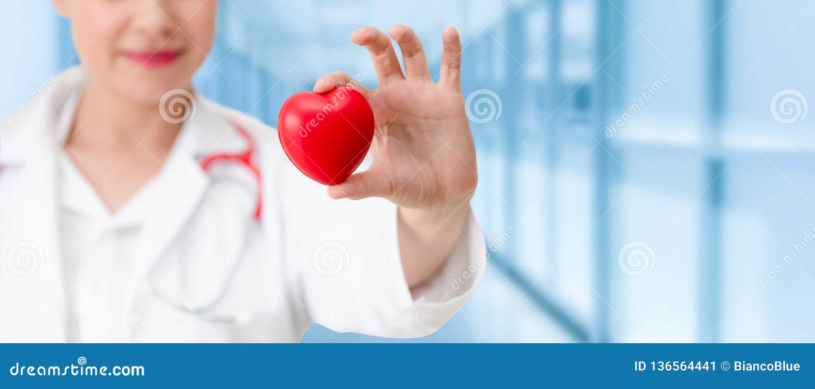 Doctor Holding A Red Heart At Hospital Office Stock Image Image Of