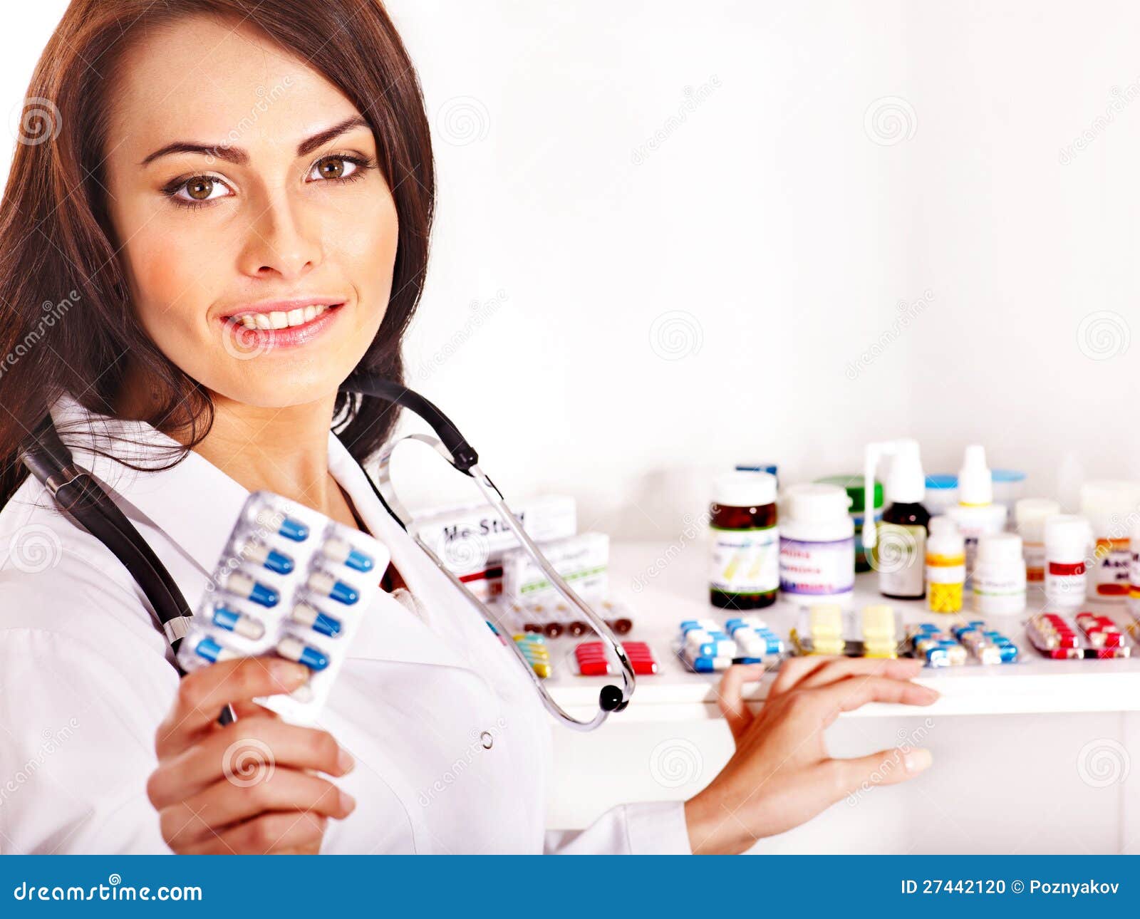 Doctor holding remedy. stock photo. Image of body, pills - 27442120